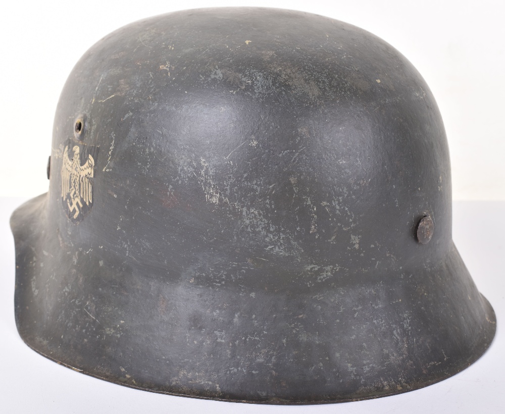 WW2 German Army M42 Helmet; Original helmet shell with post war decal ...
