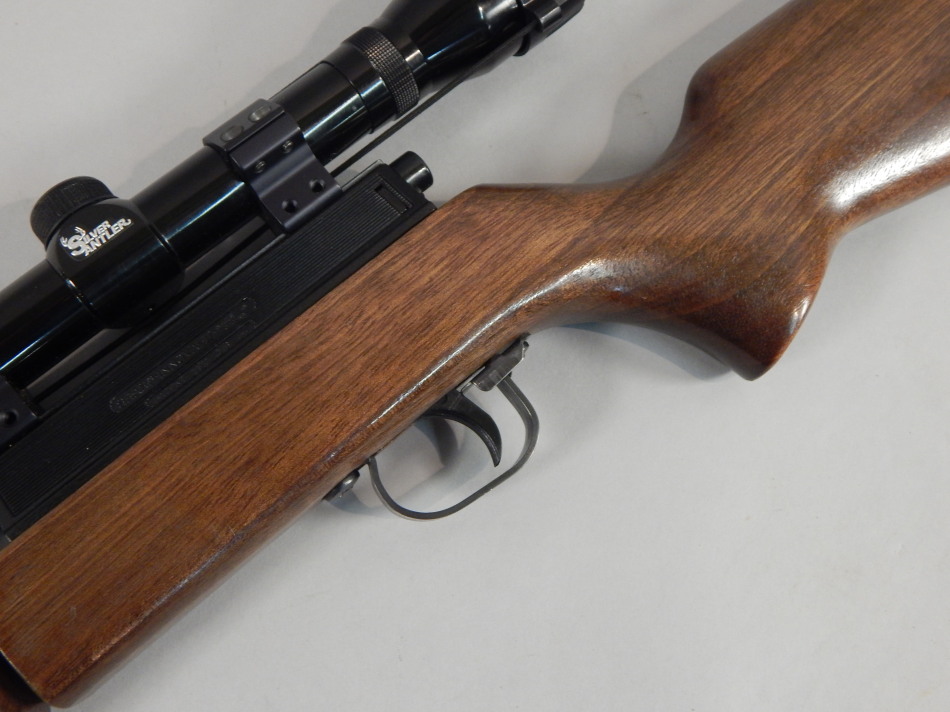 A Sharp Innova II air rifle, made in Japan with silver antler sight ...