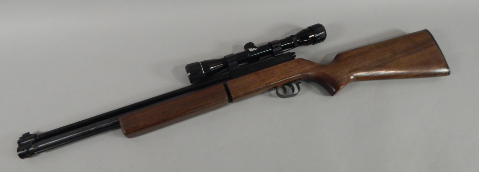 A Sharp Innova II air rifle, made in Japan with silver antler sight ...