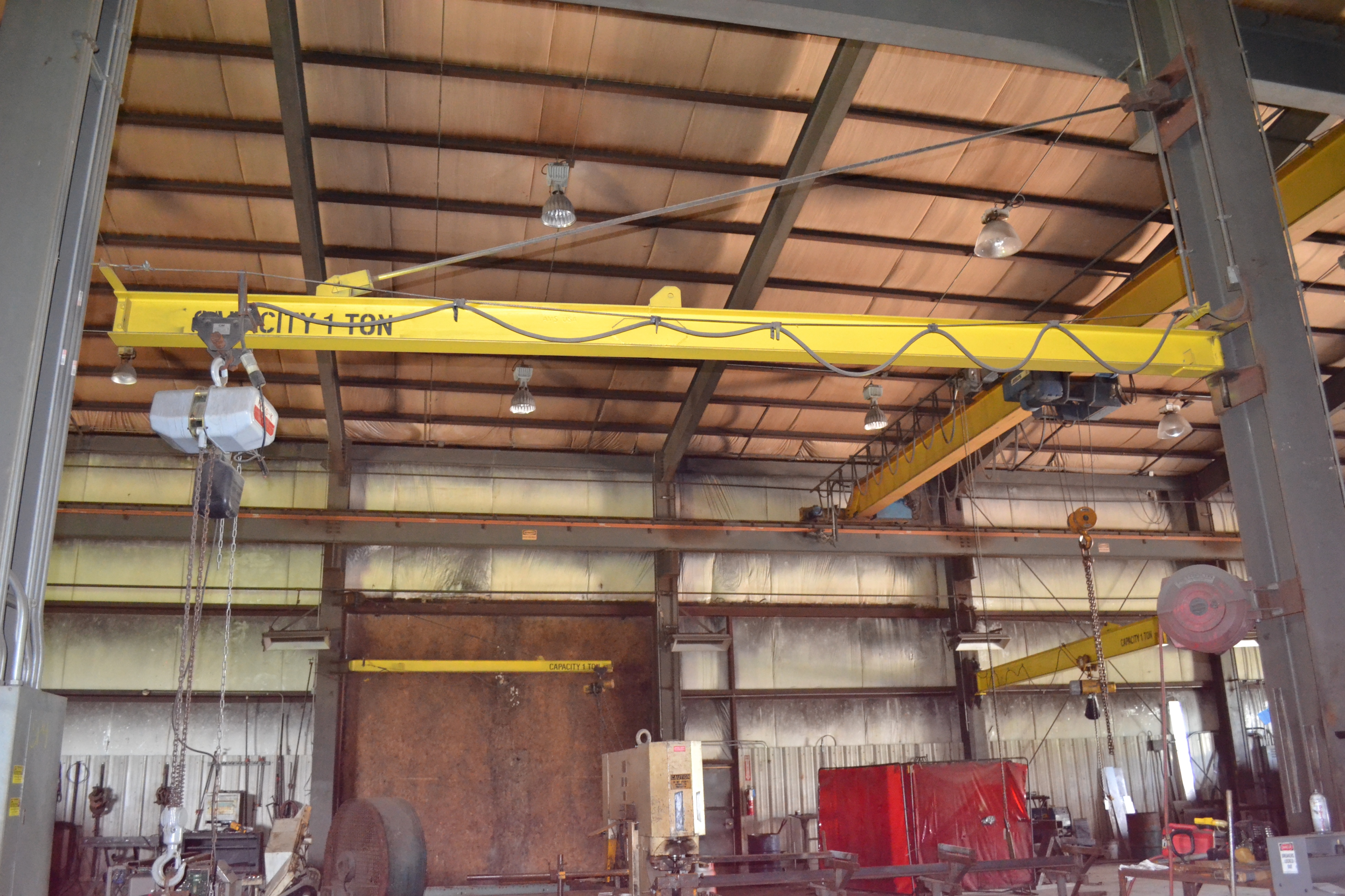 1-Ton Post Mounted Jib Crane, Approximately 15', With 1-Ton Roughneck ...