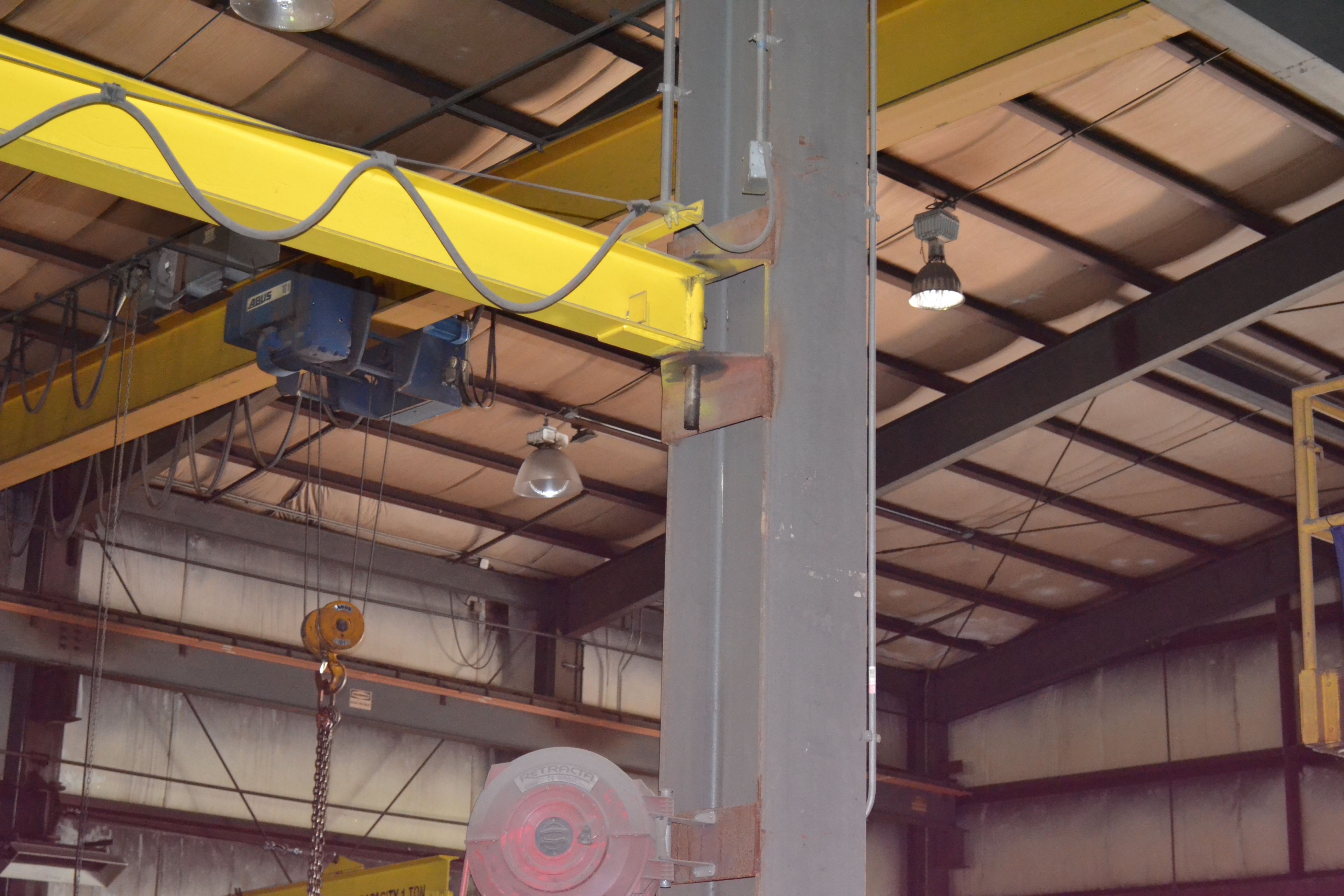 1-Ton Post Mounted Jib Crane, Approximately 15', With 1-Ton Roughneck ...