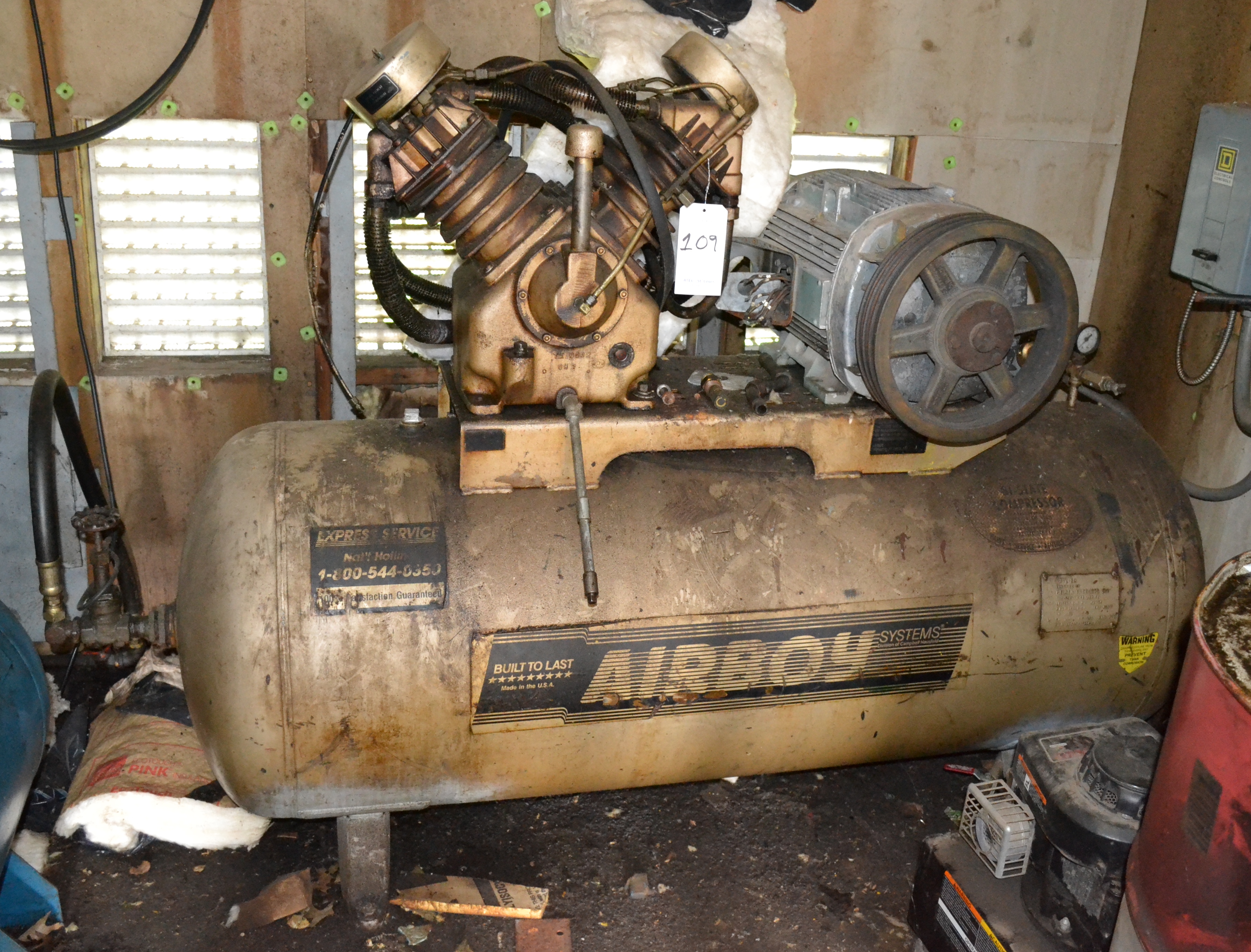 Airboy Systems 15-HP Horizontal Tank Mounted Air Compressor, Model & S ...