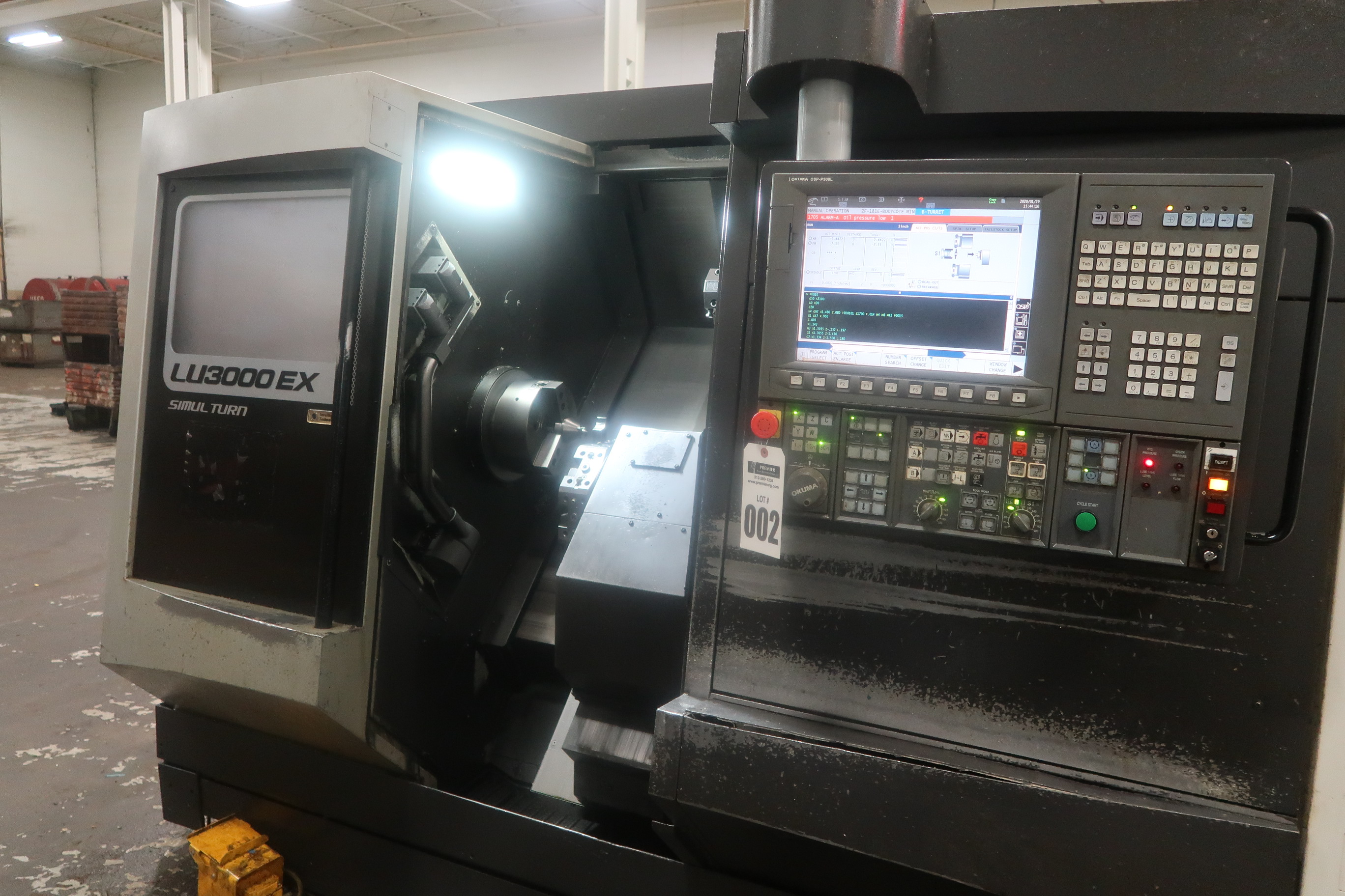 Okuma LU3000 EX 2SC600 Simulturn 4-Axis CNC Turning Center Lathe, S/N 187631, New 2015, Machine