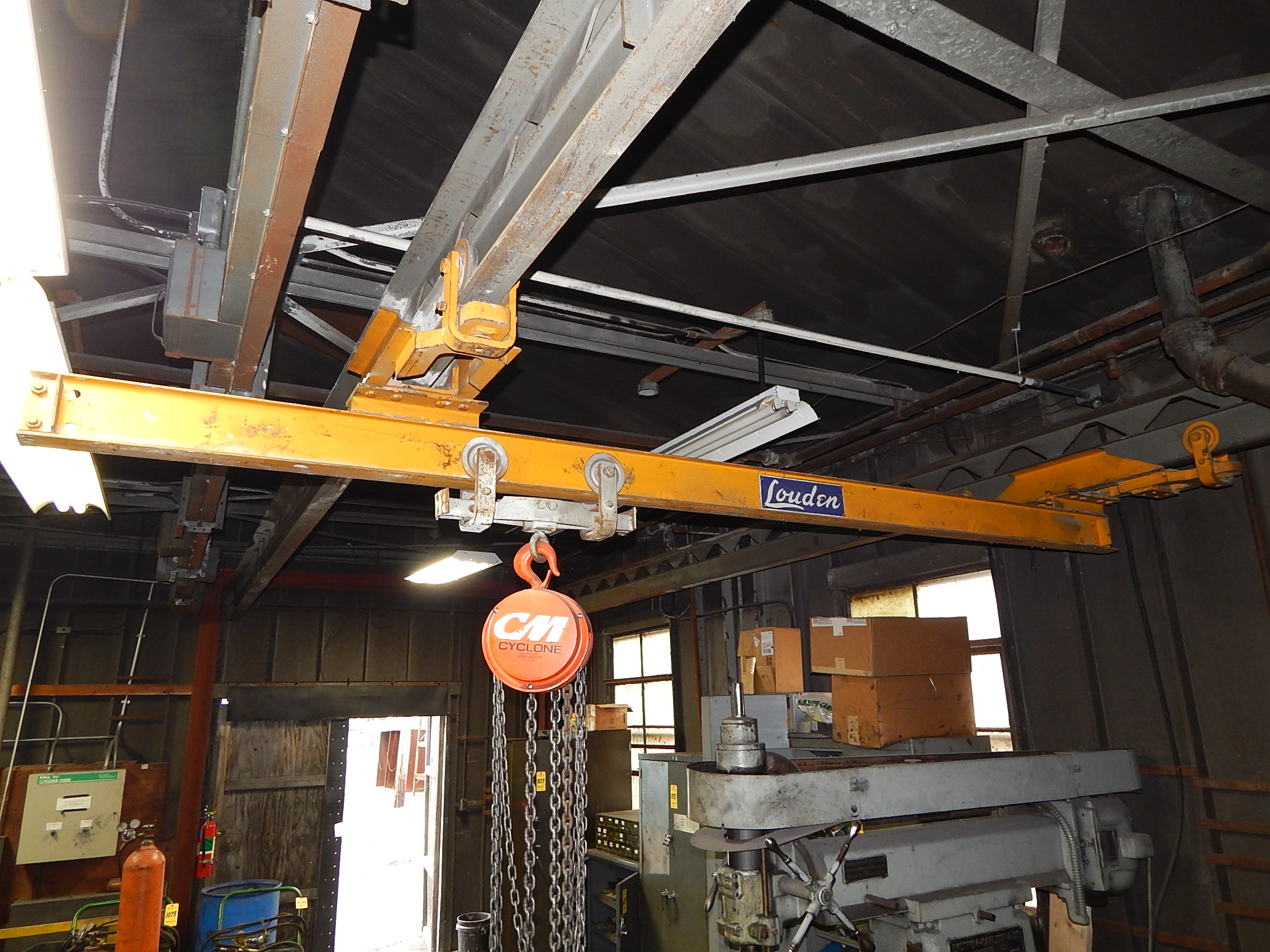 Louden 1/2 ton Overhead Crane with trolleys and cross Rail. With CM 2 ...