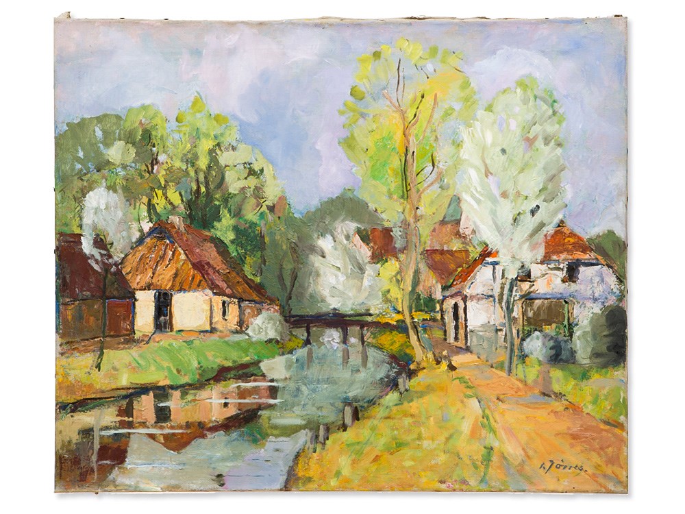 Carl Jörres, Oil Painting, At the Wörpe Near Lilienthal, 1930s Oil on ...