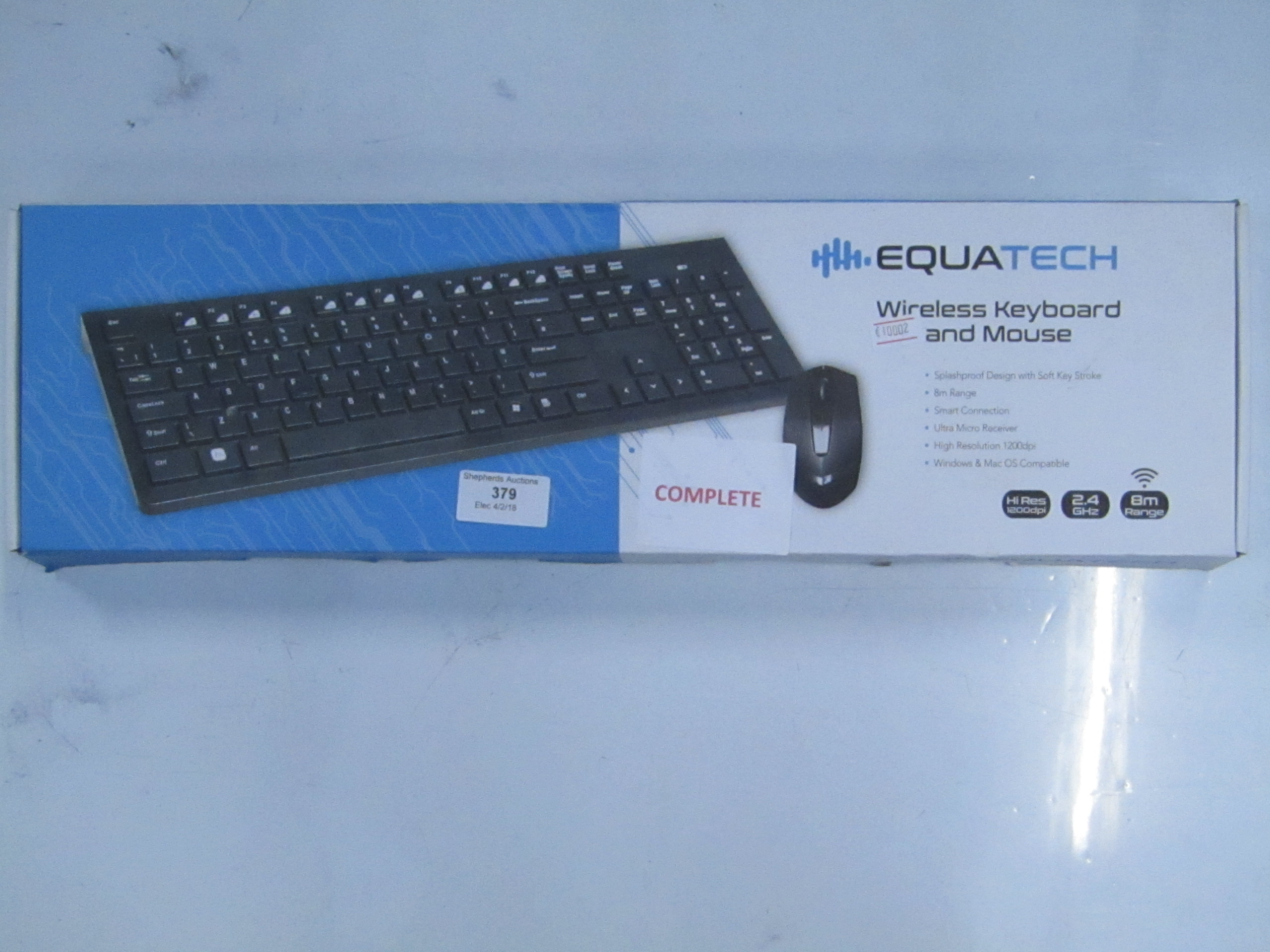 EquaTech wireless keyboard & mouse. Complete & boxed.