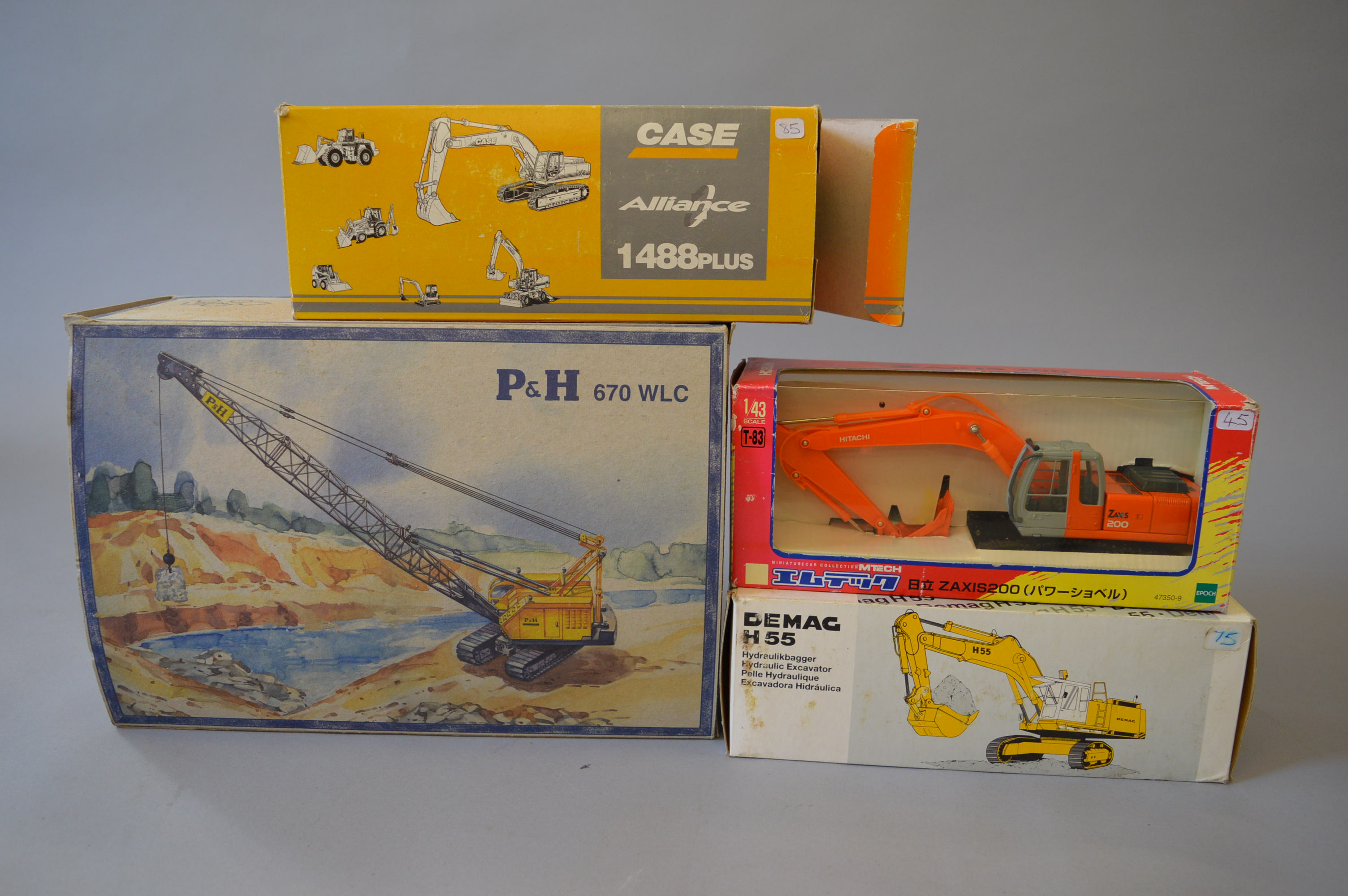 Four 1:50 scale diecast construction models: NZG 525 P&H 670 WLC ...