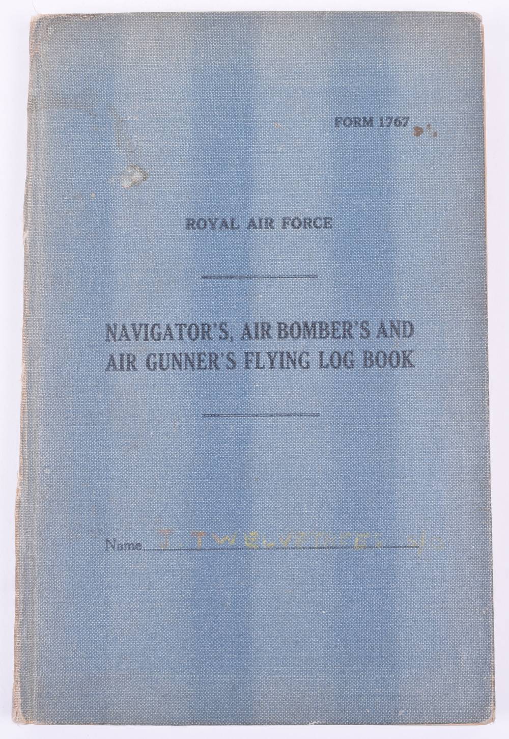 Rare Royal Air Force Navigators, Air Bombers and Air Gunners Log Book ...