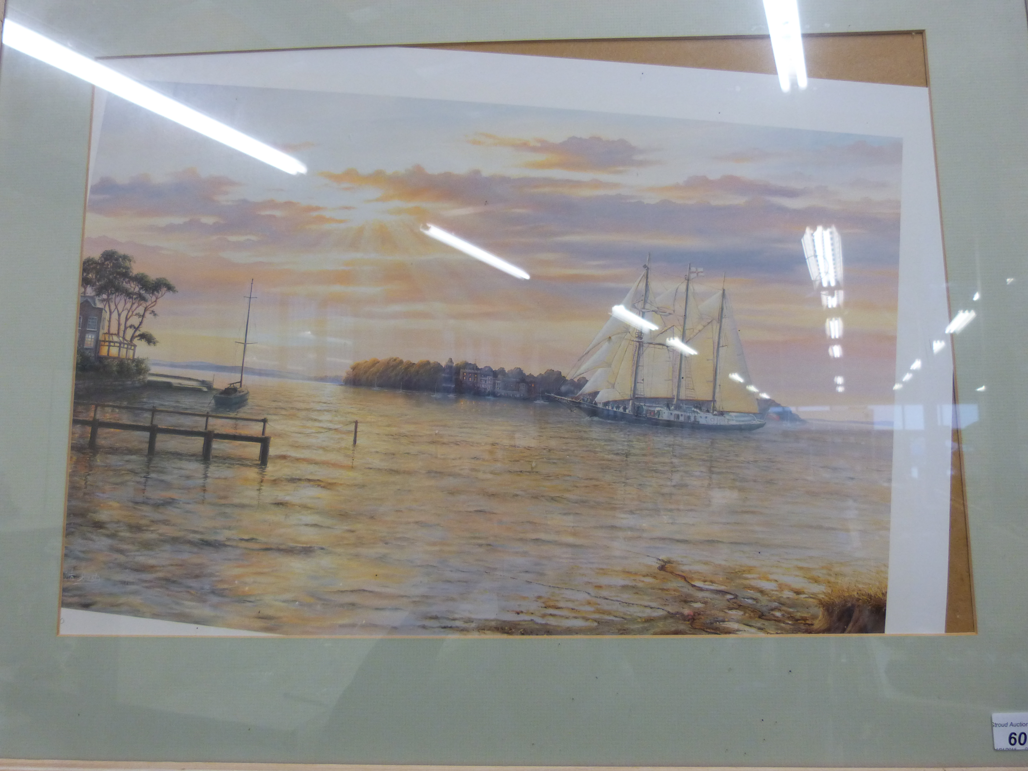 Three Keith Cast limited edition prints, one with sailing ship and ...