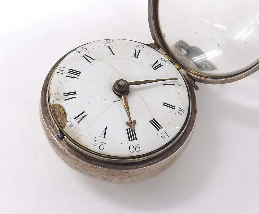 English 18th century silver pair cased verge pocket watch, London 1779 ...
