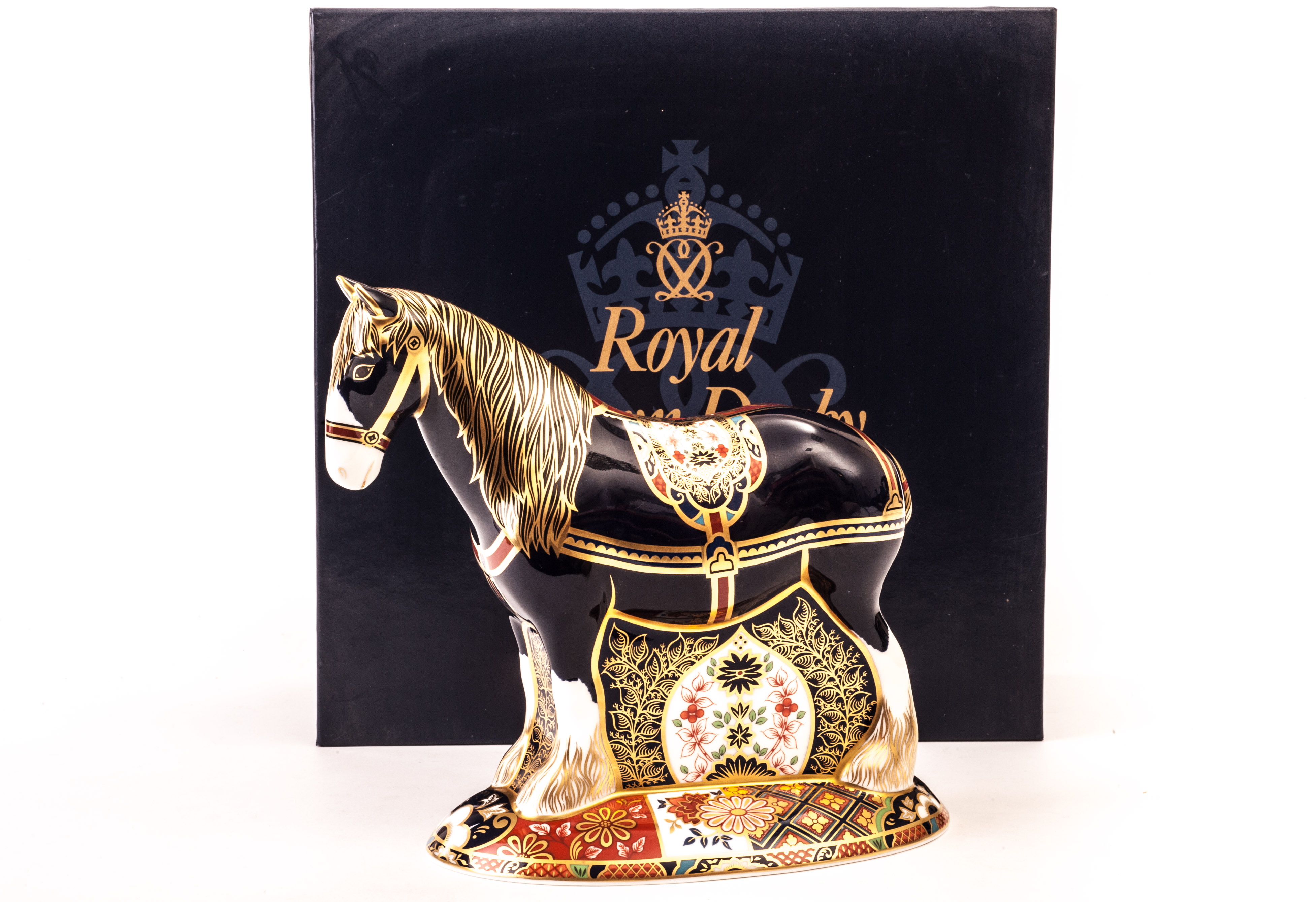A Royal Crown Derby Shire Horse, limited edition paperweight, in ...