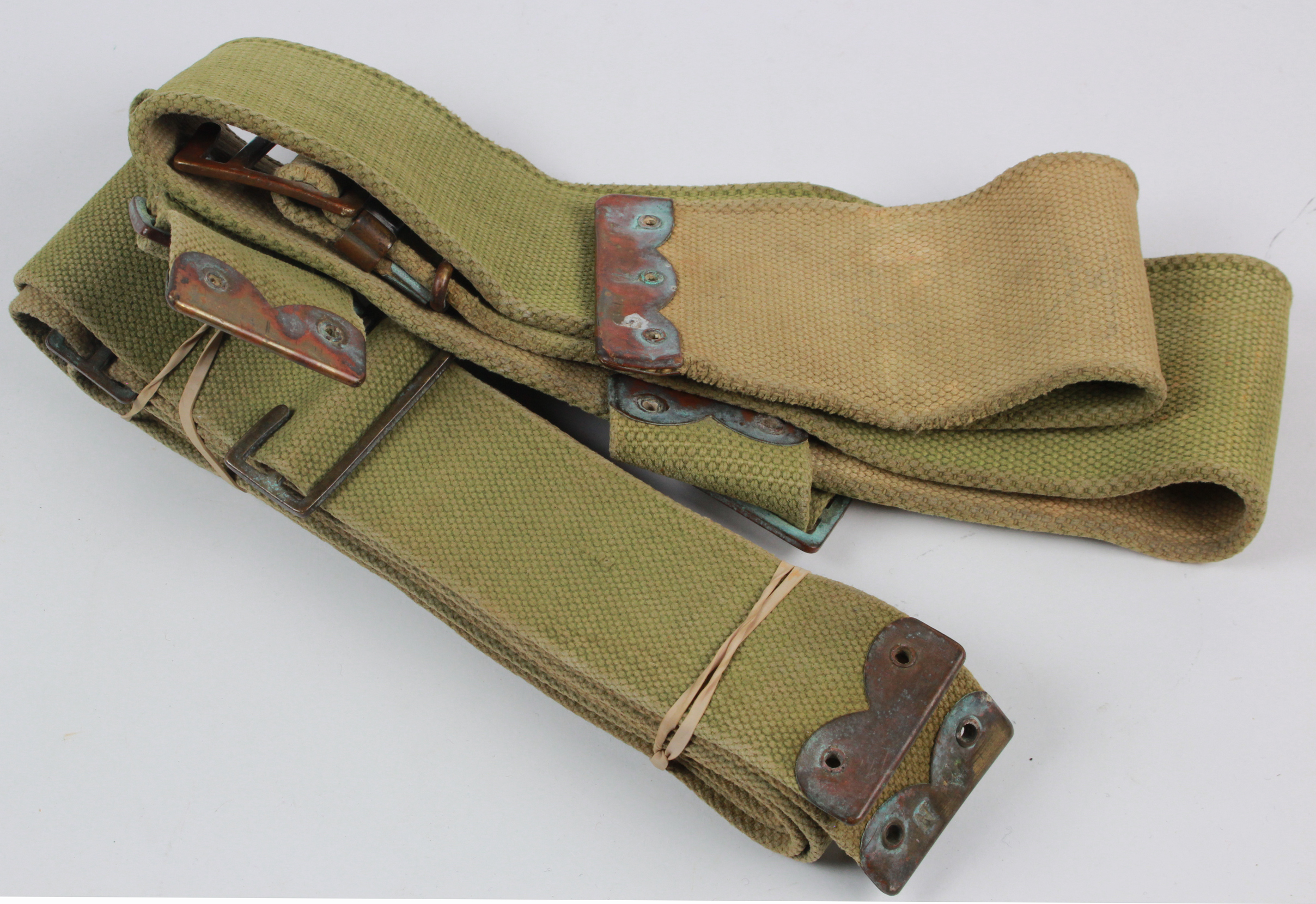 WW1 08 pattern webbing belt with matched pair of 08 pattern webbing ...