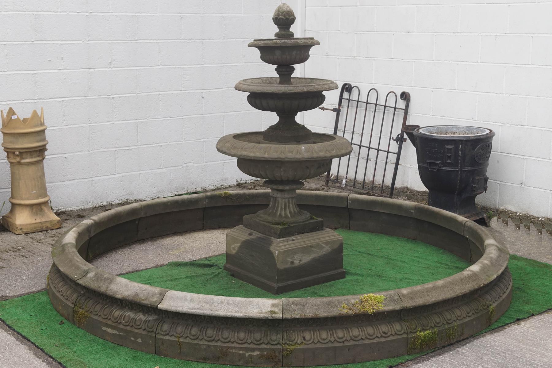 A circular Victorian style stone pond surround, approximately 265cm ...