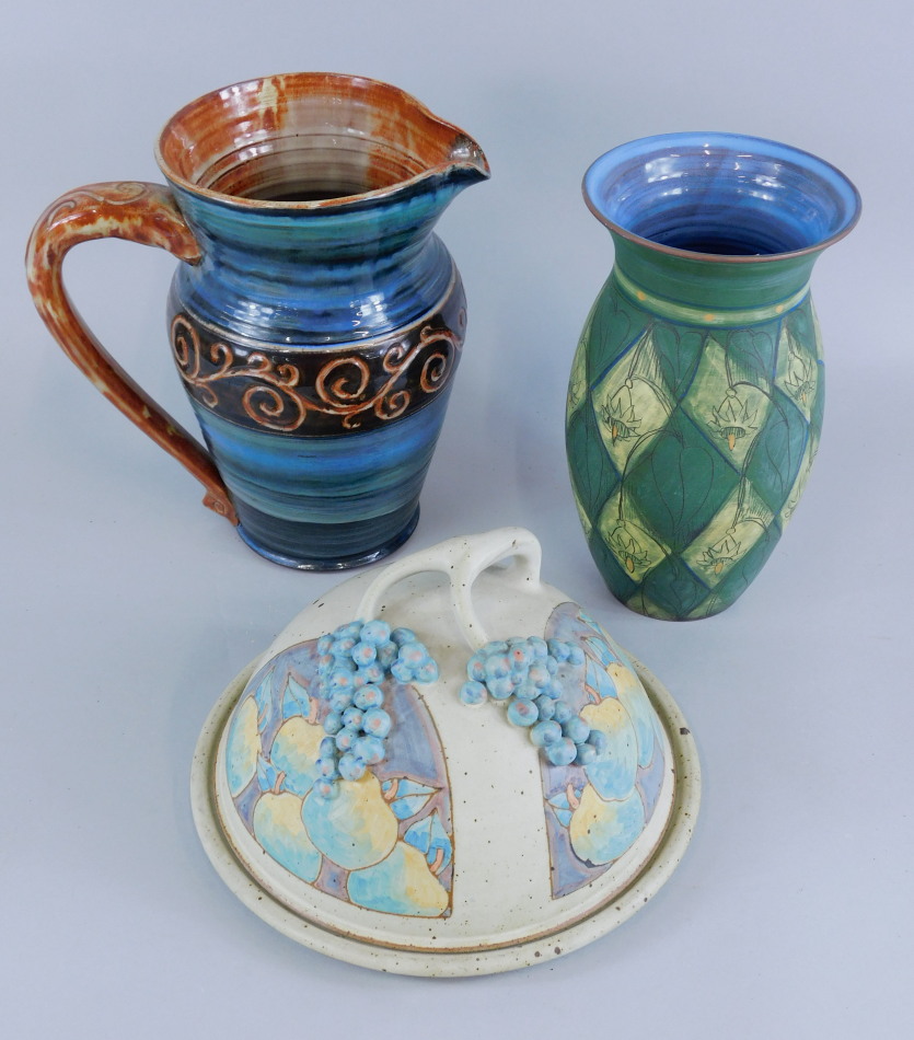 A collection of Studio pottery, to include a Wold jug from Harome ...