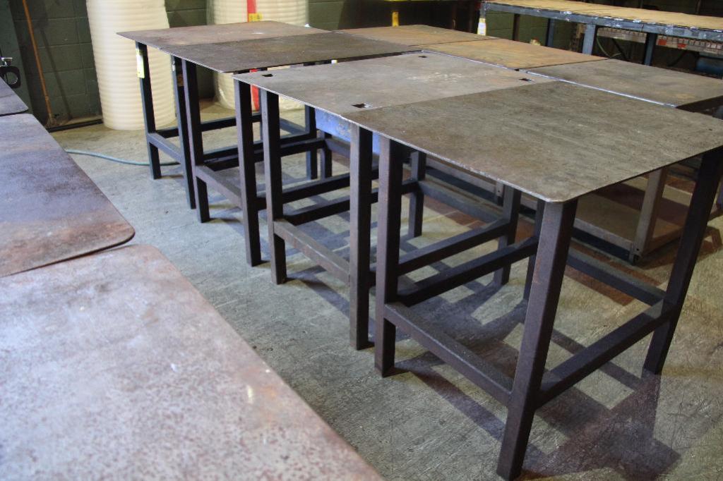 LOT: (4) Steel Fabricated 39 in. x 29 in. x 39 in. Work Tables
