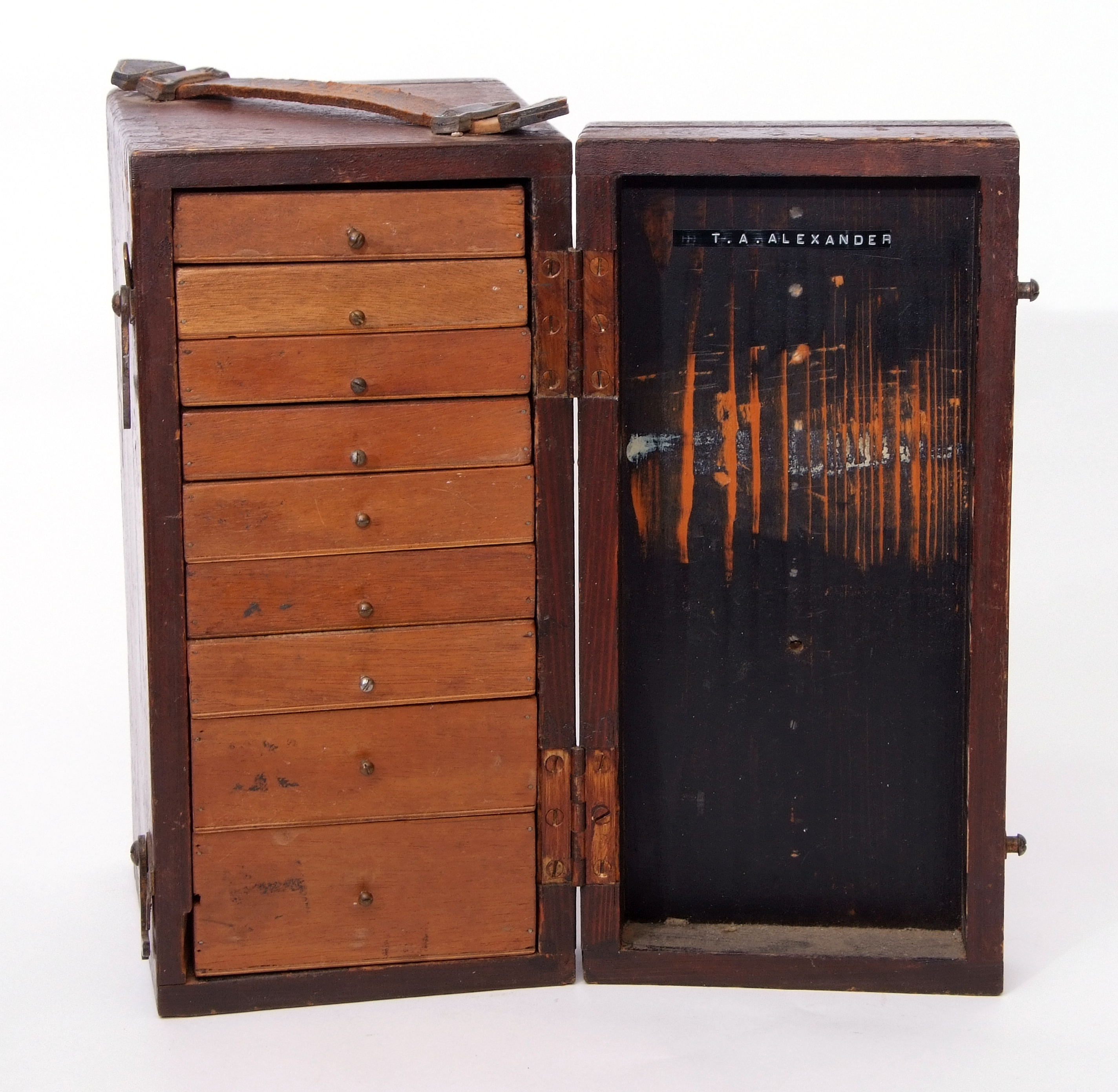 Wooden box containing a selection of watchmaker's tools in original ...