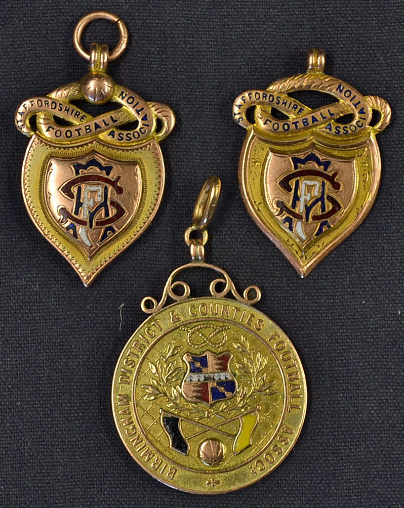 Collection of 9 carat gold medals by Vaughtons, awarded to Richard ...