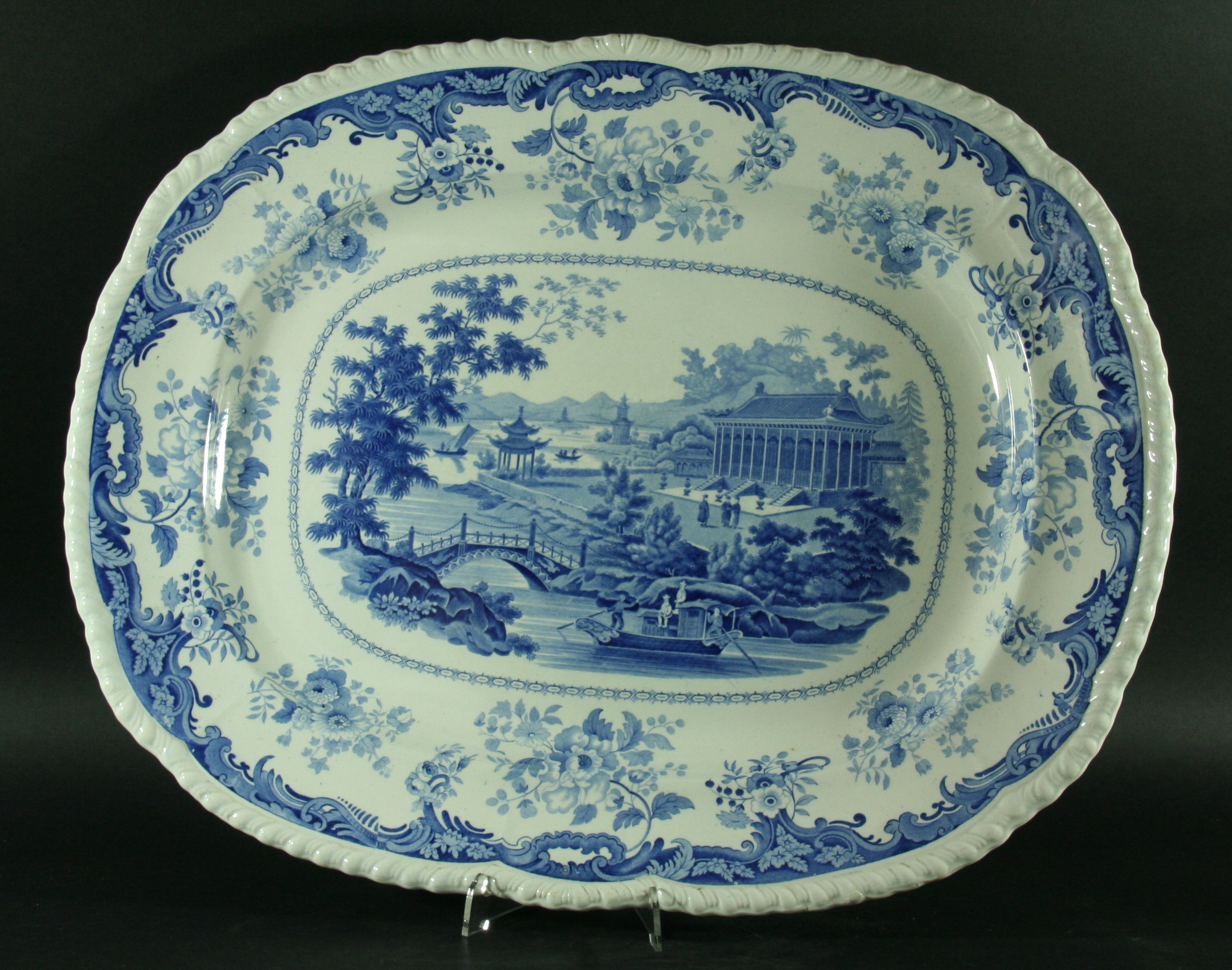 MINTON OPAQUE CHINA PLATTER blue transfer printed in the Chinese Marine ...