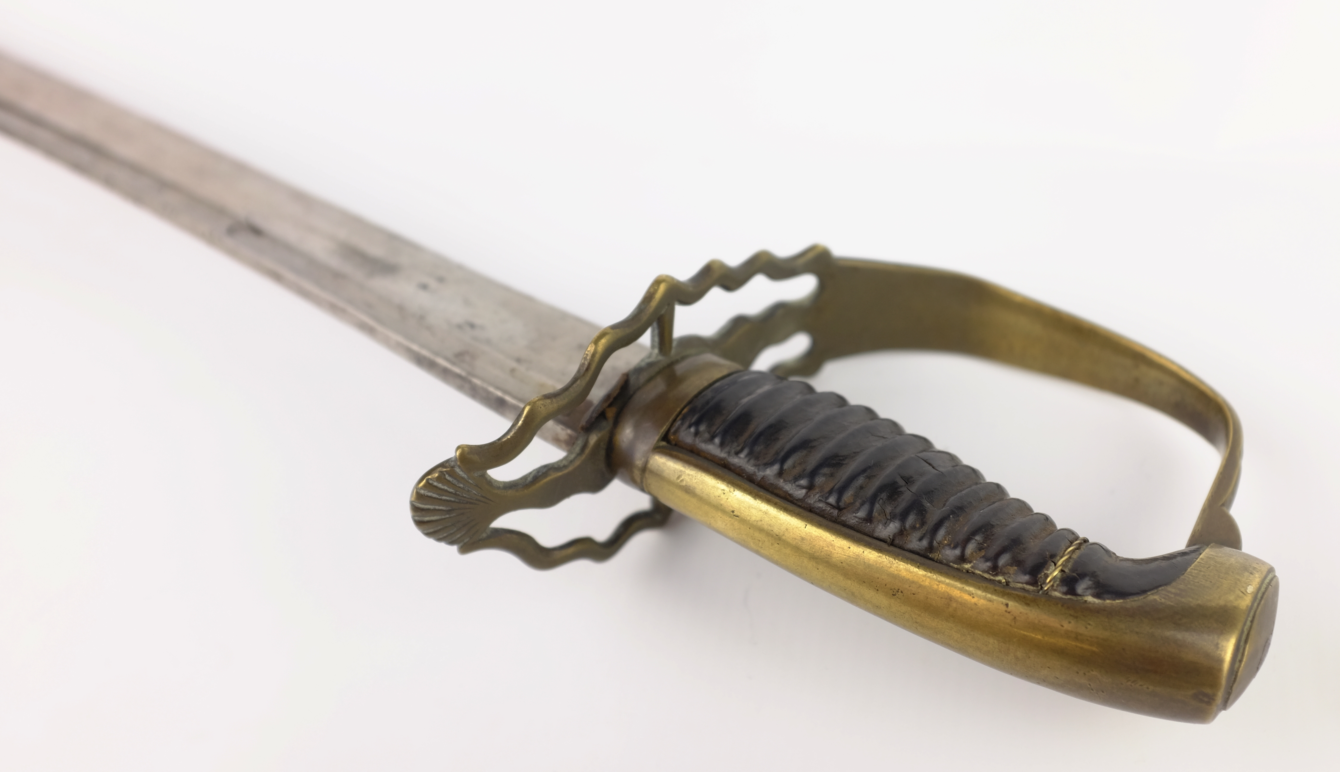 British Infantry type Sword, ribbed leather grip, pierced guard with ...