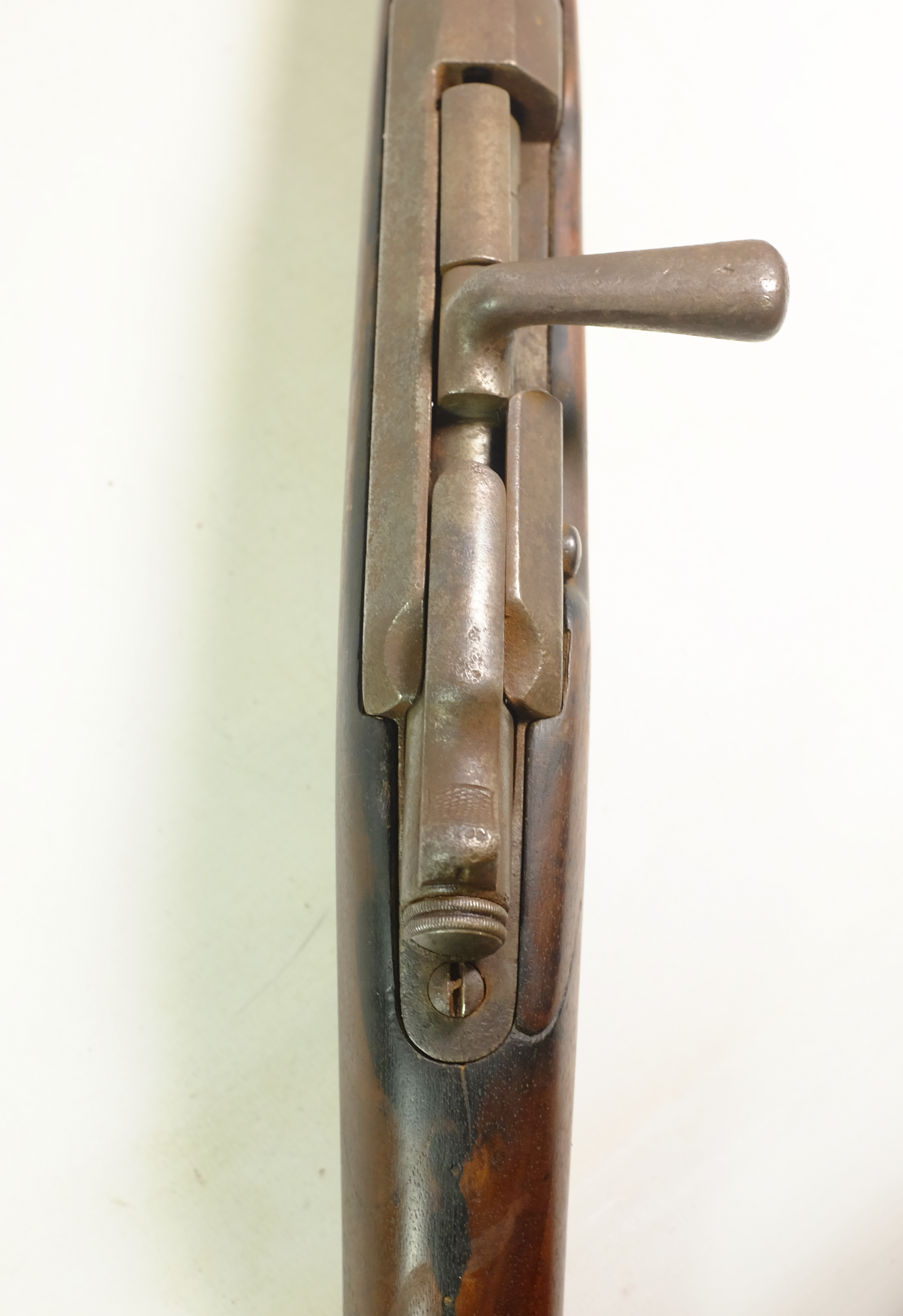 19th century bolt action gun, possibly French, 66cm barrel stamped MA ...