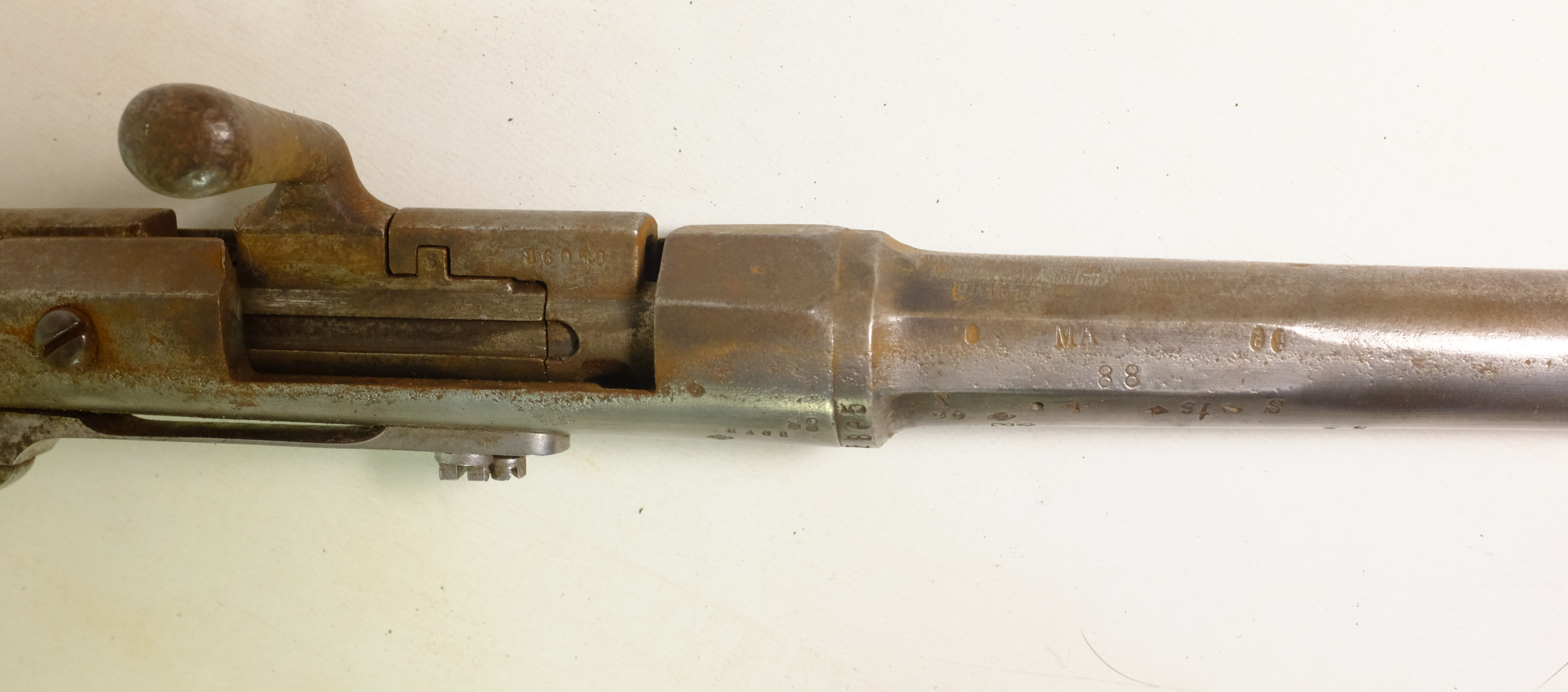 19th century bolt action gun, possibly French, 66cm barrel stamped MA ...