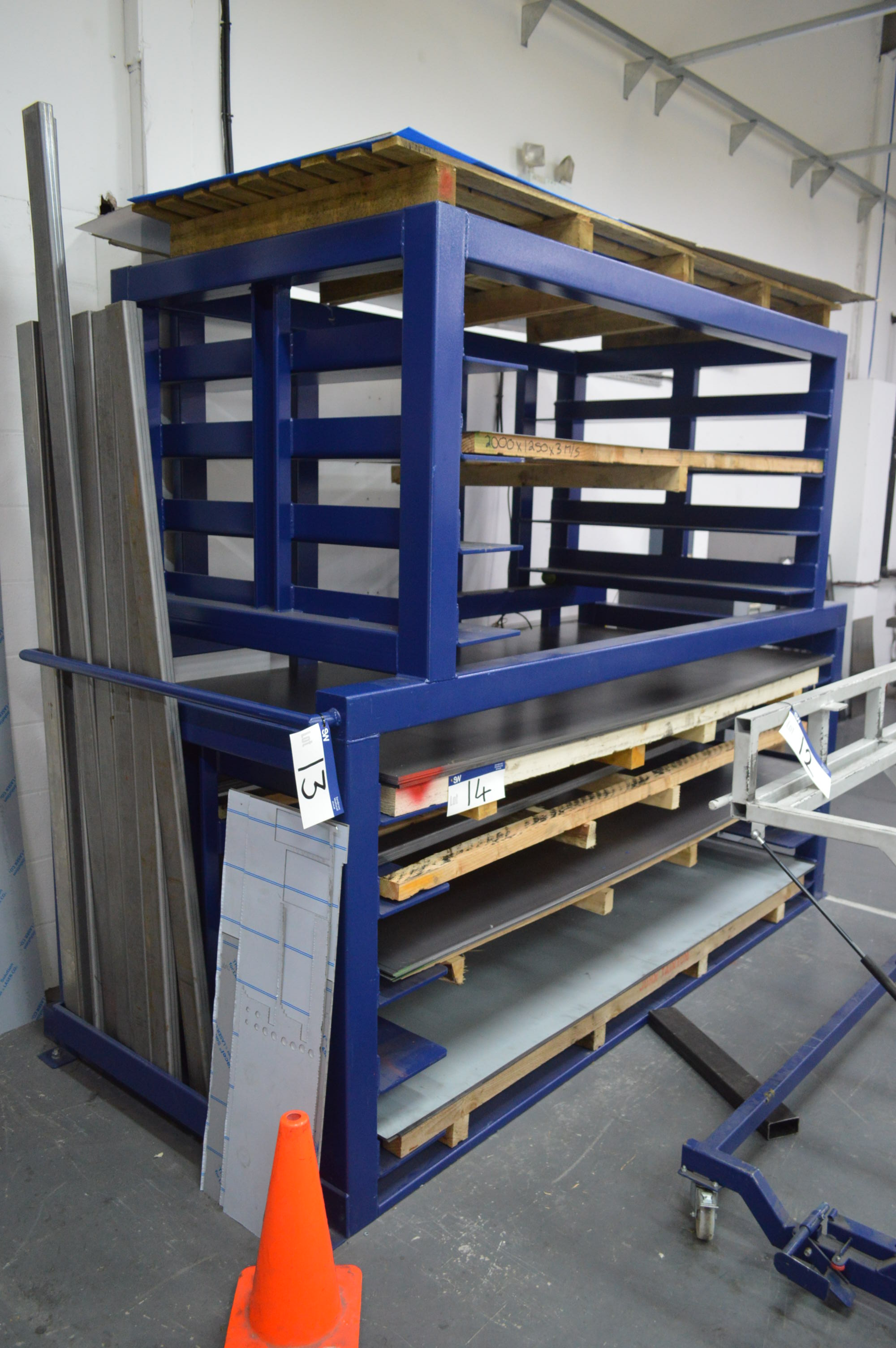 Fabricated Steel Nine Tier Sheet Stock Rack, approx. 2.8m x 1.25m x 2 ...