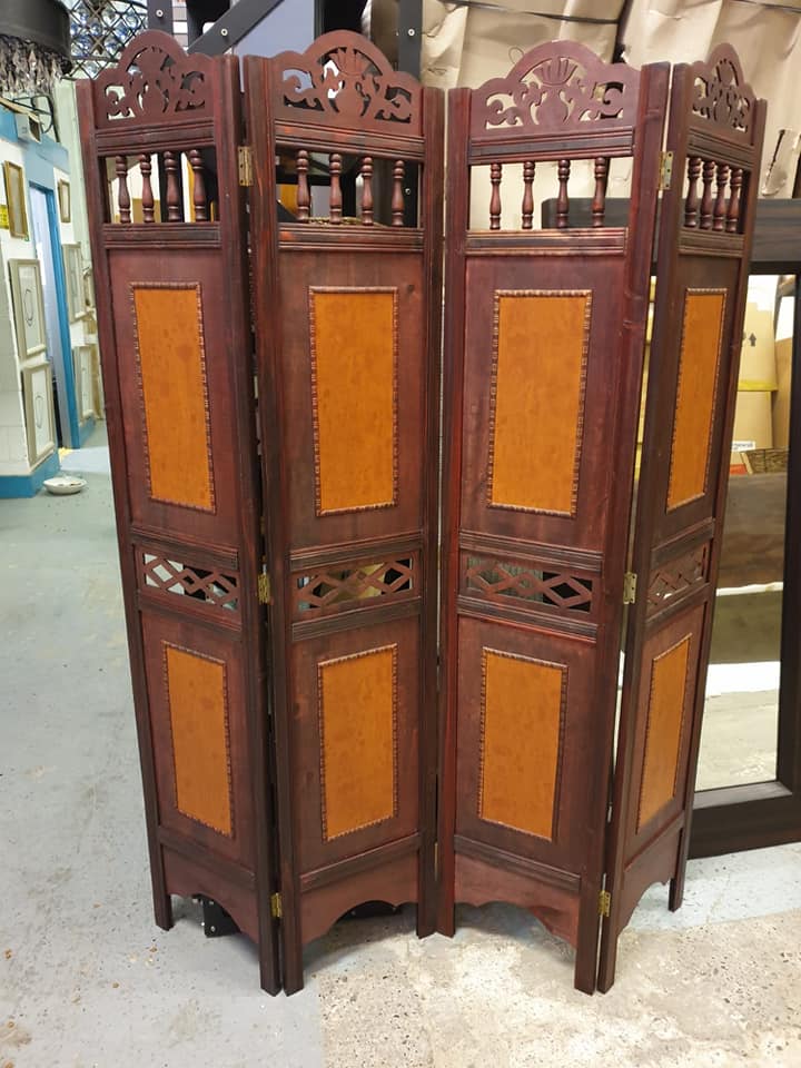 4 Panel Victorian Wooden Screen Room Divider Foldable Beautiful ...