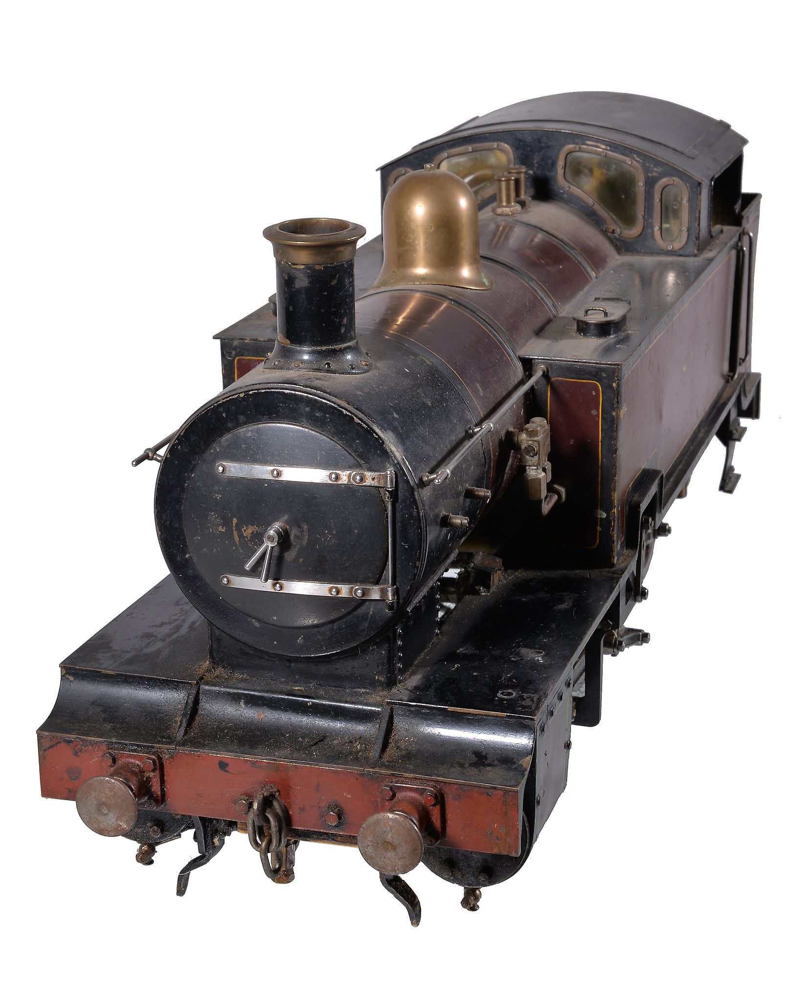 A well-engineered 3 Â½ inch gauge model of a 0-6-0 side tank locomotive ...