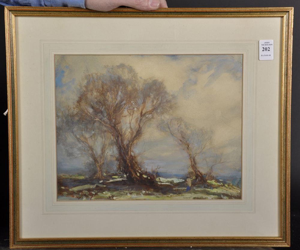 U... Ba Nyan (1897-1945) British. A Windswept Landscape with a Figure ...