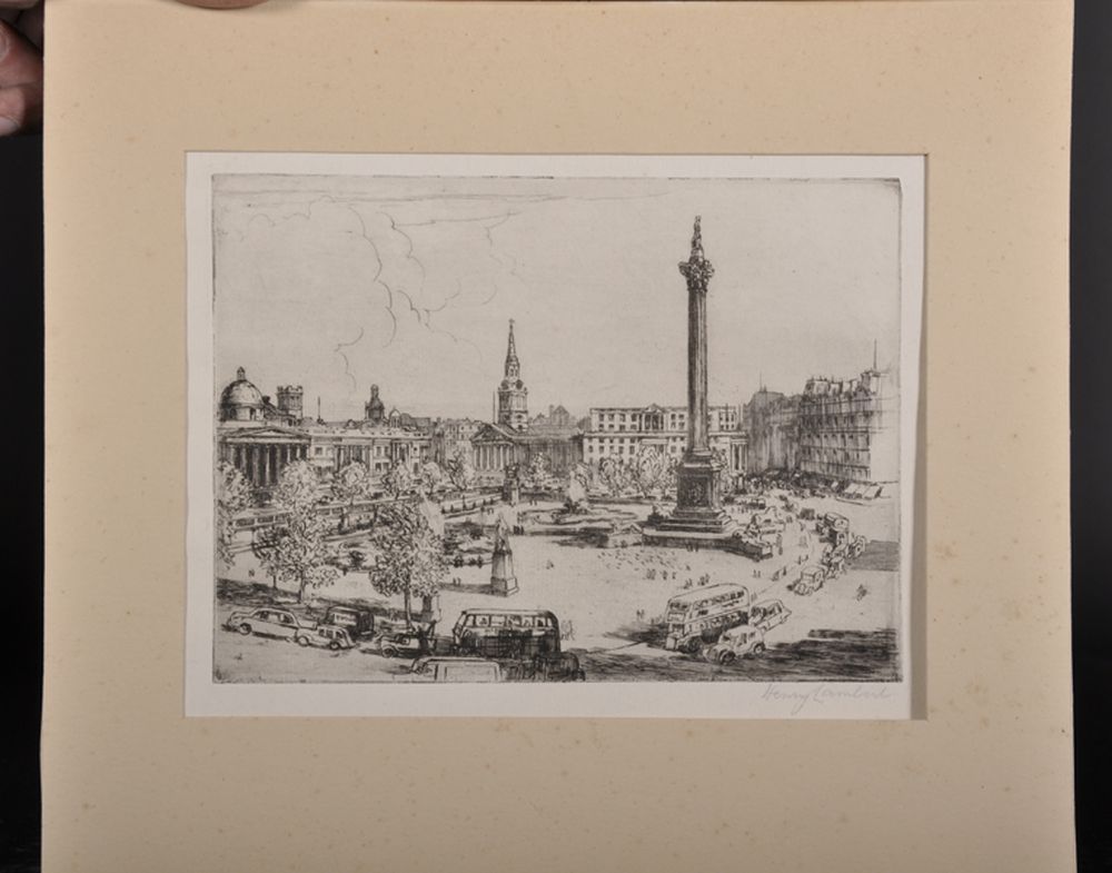 Henry Lambert (1891-) British. 'Trafalgar Square', Etching, Signed in ...