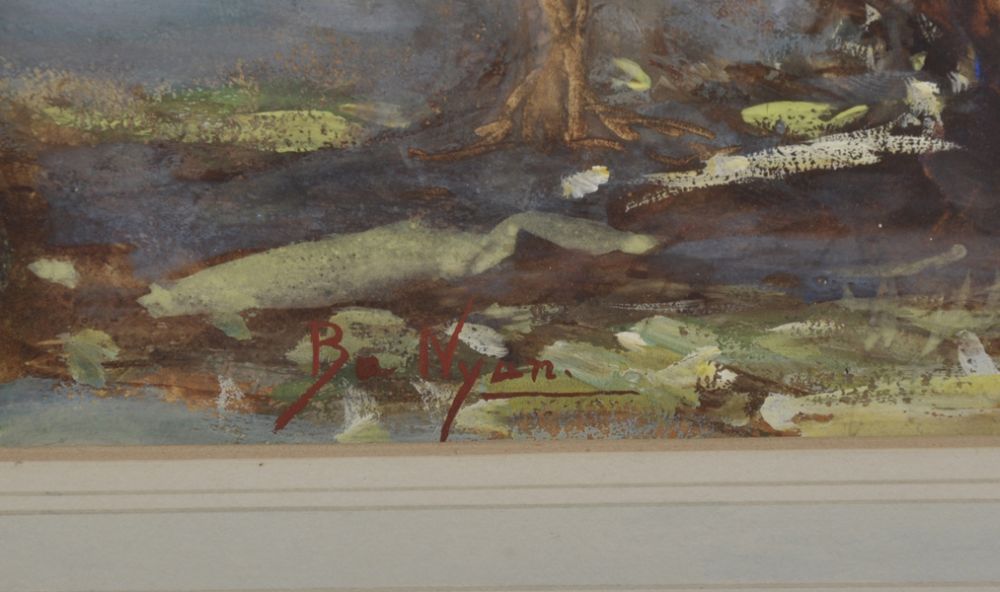 U... Ba Nyan (1897-1945) British. A Windswept Landscape with a Figure ...