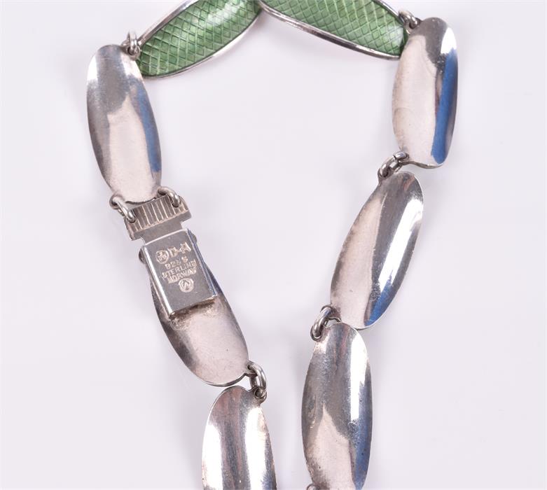David Anderson, Norway. A silver and enamel bracelet and necklace the ...