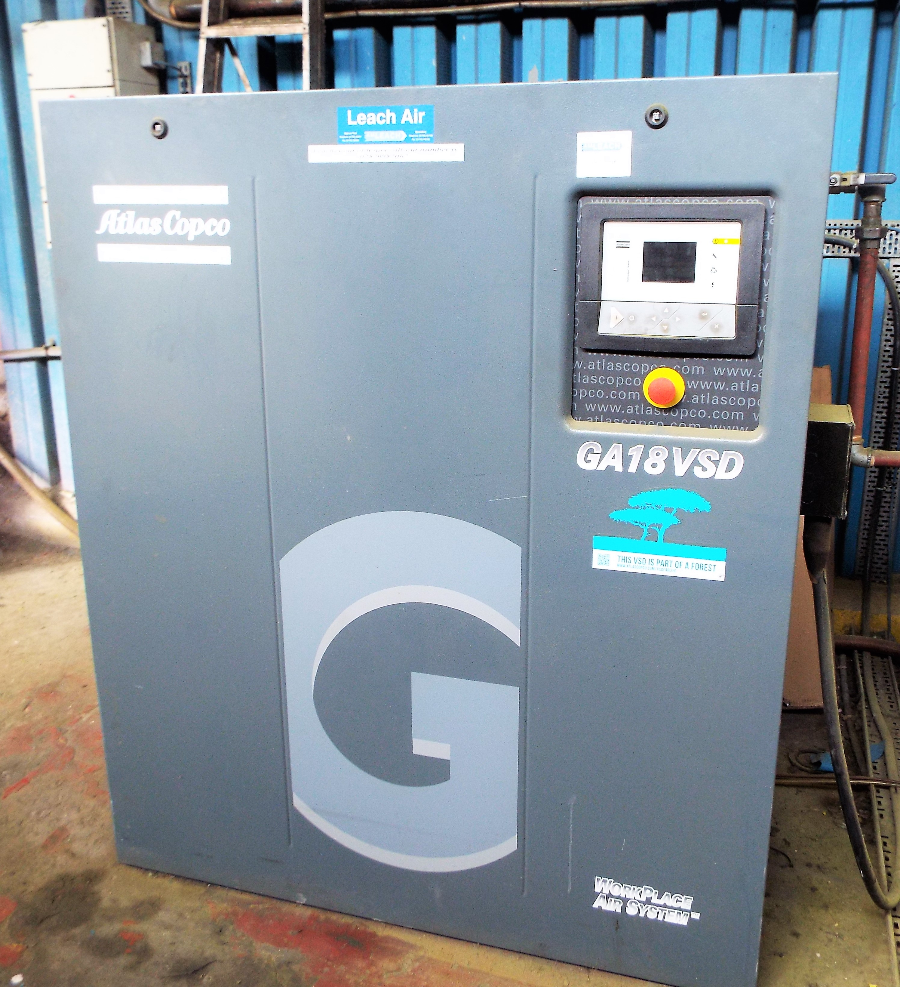 This lot is for a used Atlas Copco Air Compressor Type - GA18 VSD ...