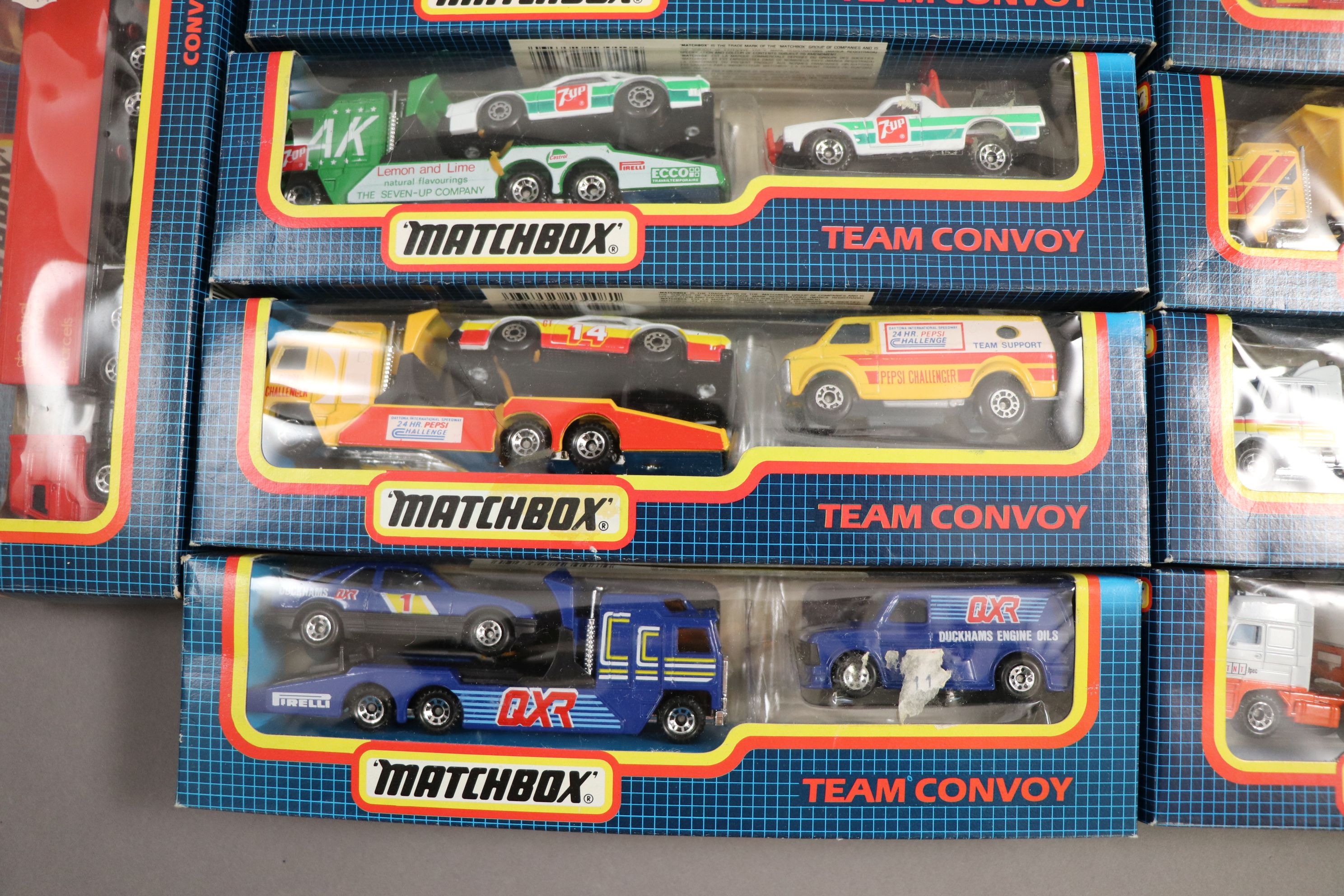 Eleven boxed Matchbox Team Convoy diecast vehicle sets plus 6 x boxed ...