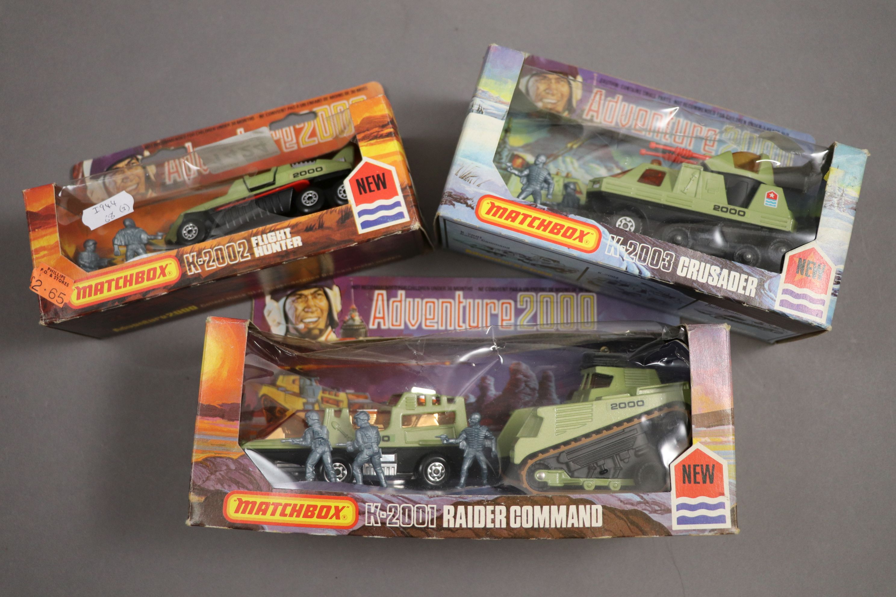 Three boxed Matchbox Adventure 2000 vehicles to include K2001 Raider ...