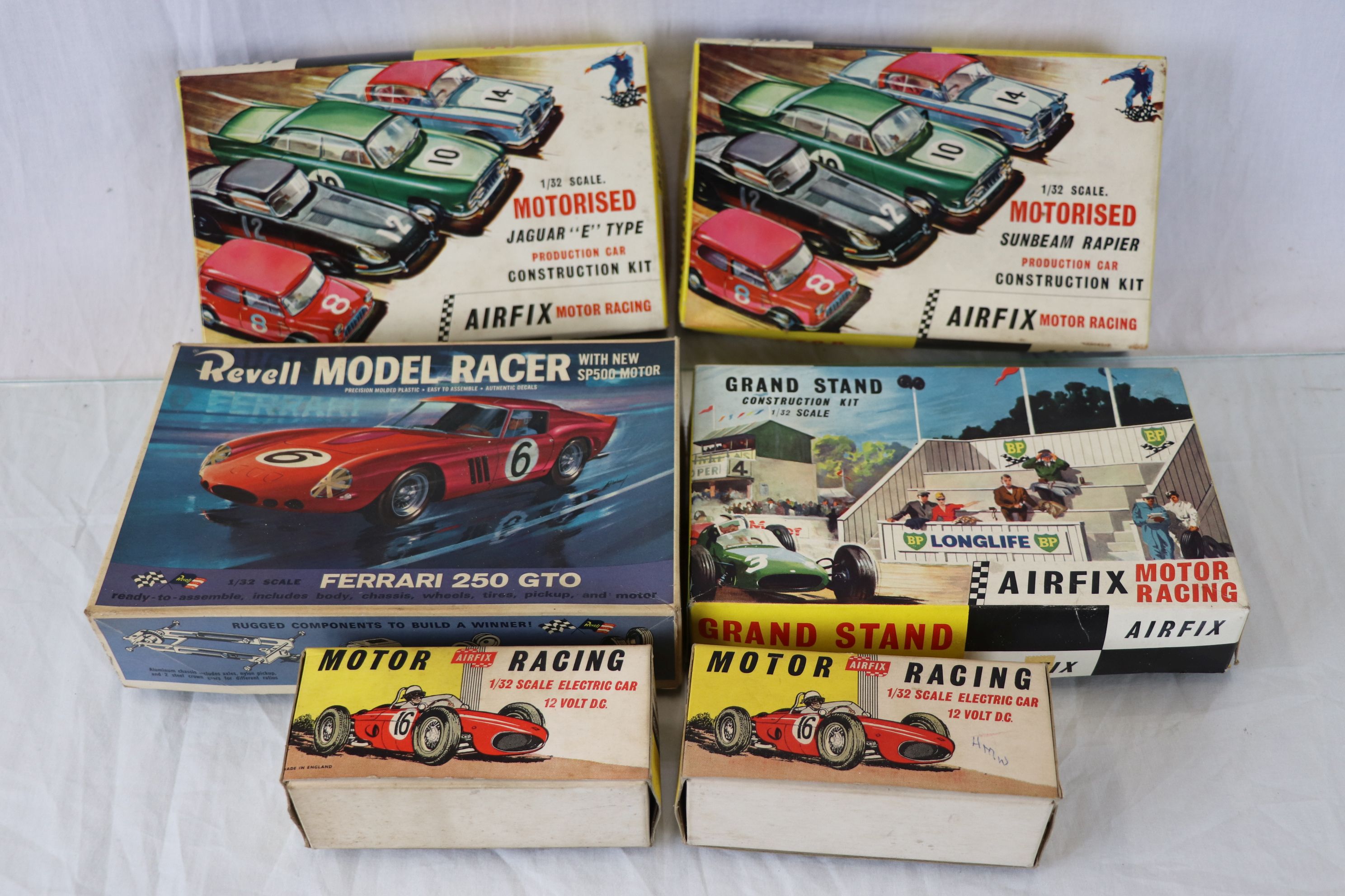 Nine Airfix slot cars including model kits containing within Airfix ...