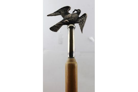 TWO MASONIC DEACON'S WANDS, each with silver plated dove crest ...