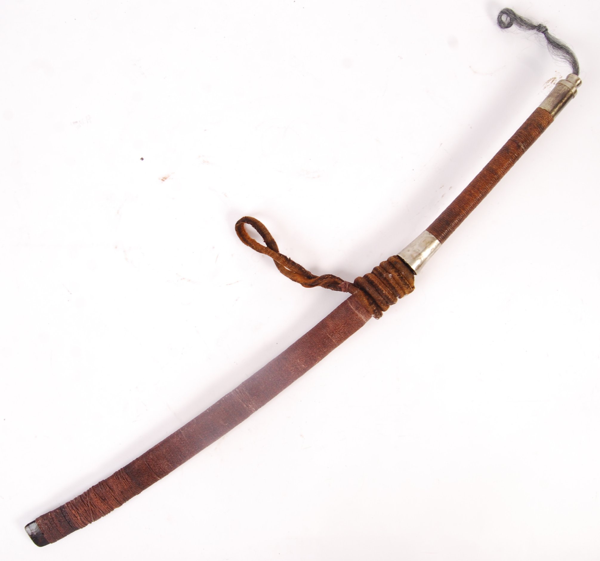 A Vietnam era 20th century Myanmar Burmese Dha Sword having a straw ...