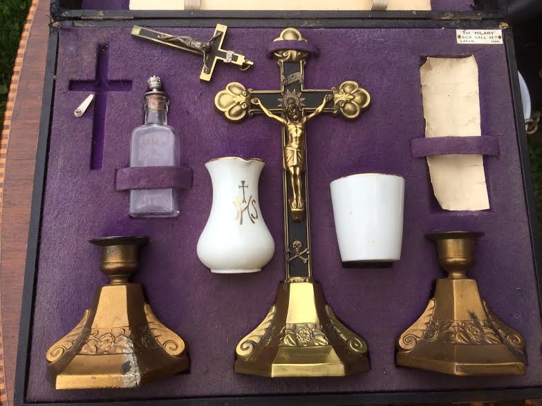 Vintage Roman Catholic Boxed Priest's Sick Call Set.
