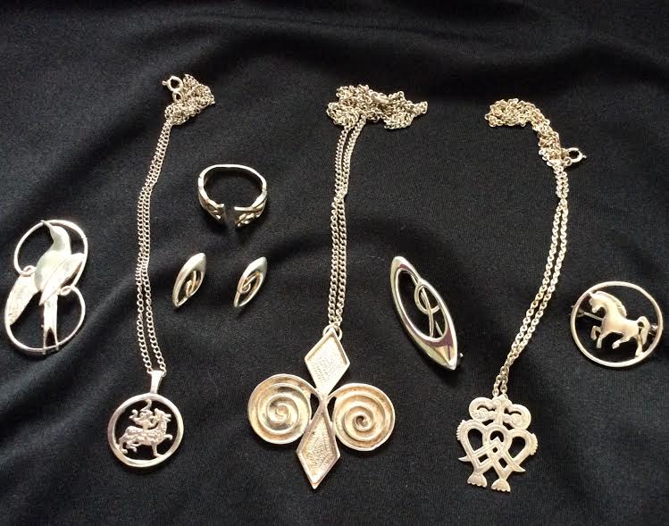 Lot of Orkney & Shetland silver jewellery.The Horse and Tern Brooch are ...