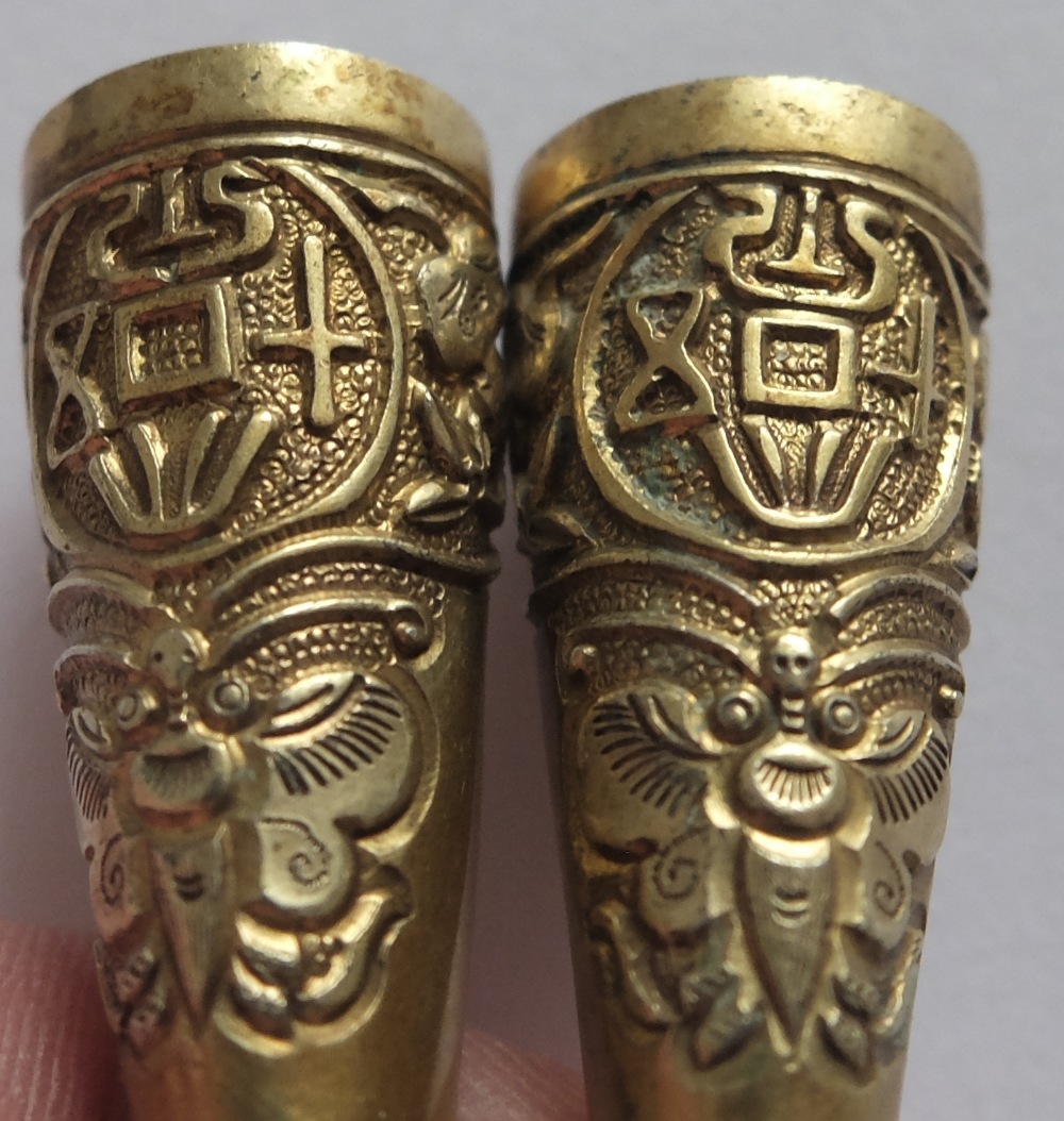 Pair of Ornate Antique Chinese Finger Nail Guards - 6cm long.The cost ...