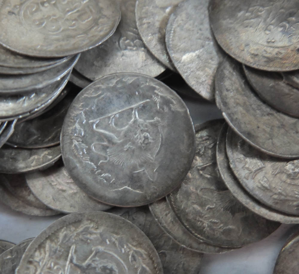 Large Lot of Antique Arabic Shahi Sefi Silver Coins approx 345 with a ...