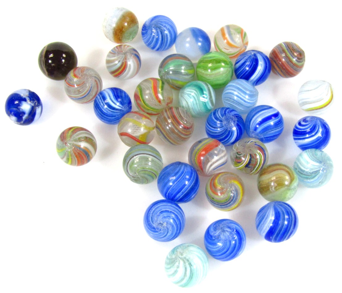 A small collection of Victorian marbles.