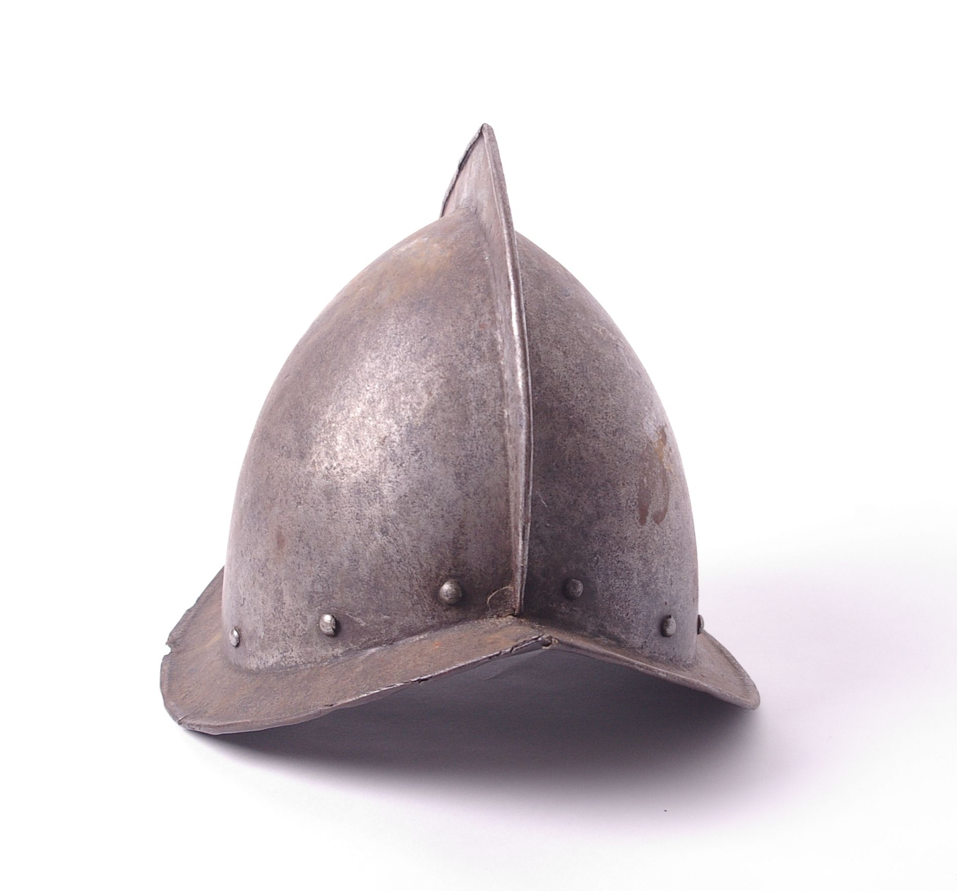 Armour: a coned Morion Pikemans helmet, no lining, domed rivets, peaked ...