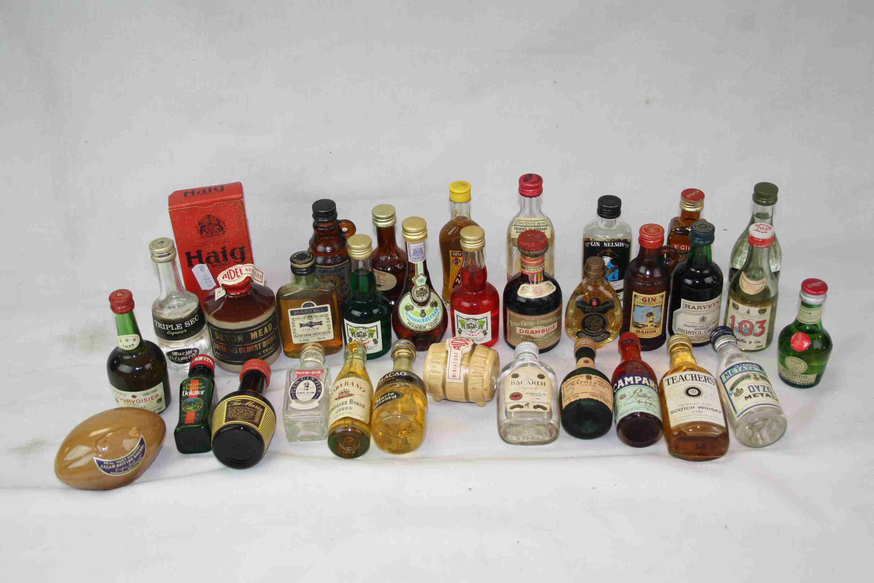 Box of vintage Miniature bottles of Alcohol to include Brandy, Gin ...
