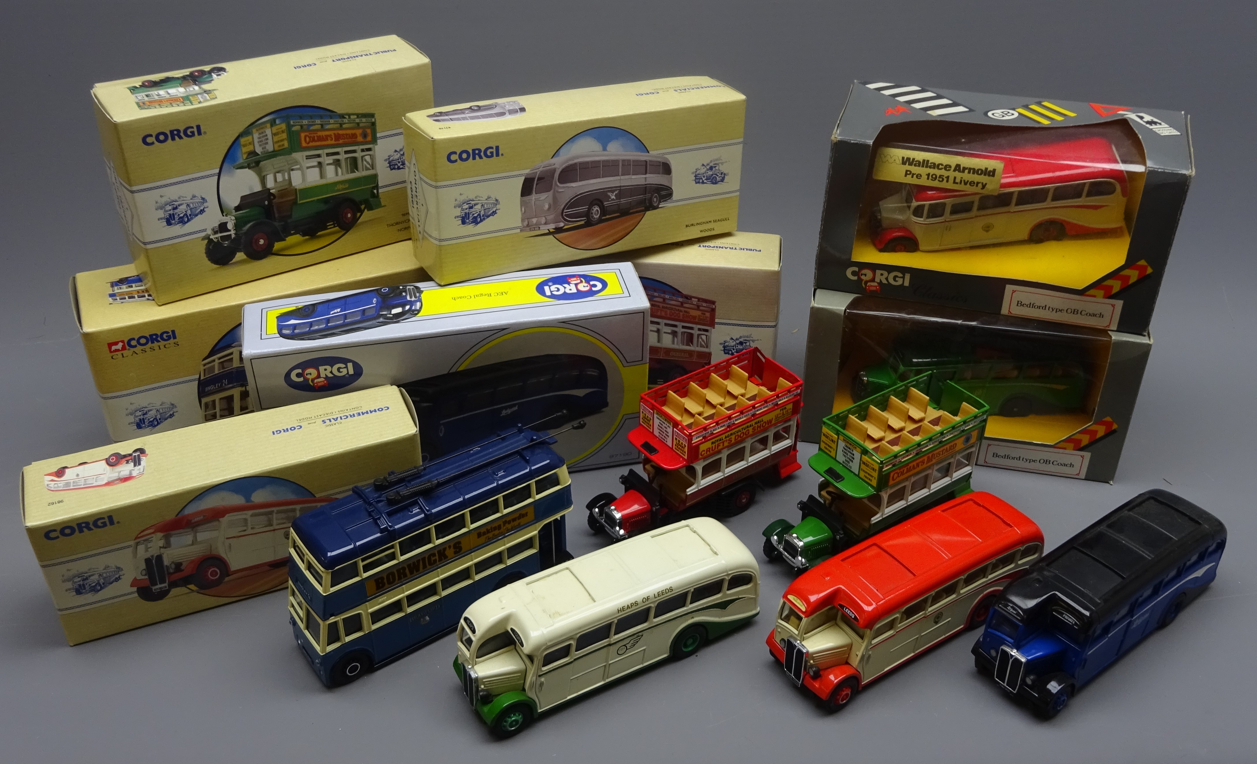 Corgi - eight die-cast models of buses, predominantly in the Classics ...