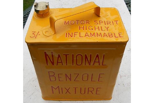 A National Benzole Mixture 2-gallon petrol can, full restored with ...
