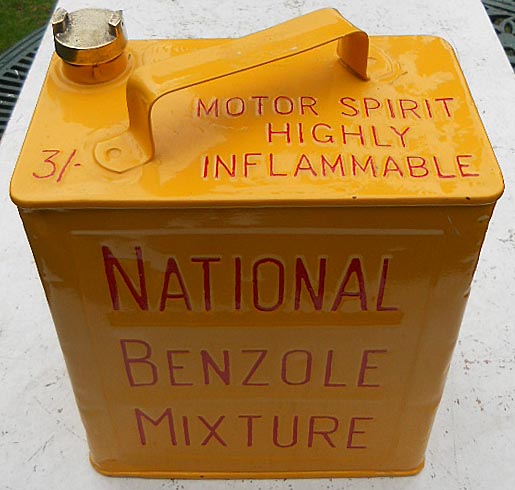 A National Benzole Mixture 2-gallon petrol can, full restored with ...
