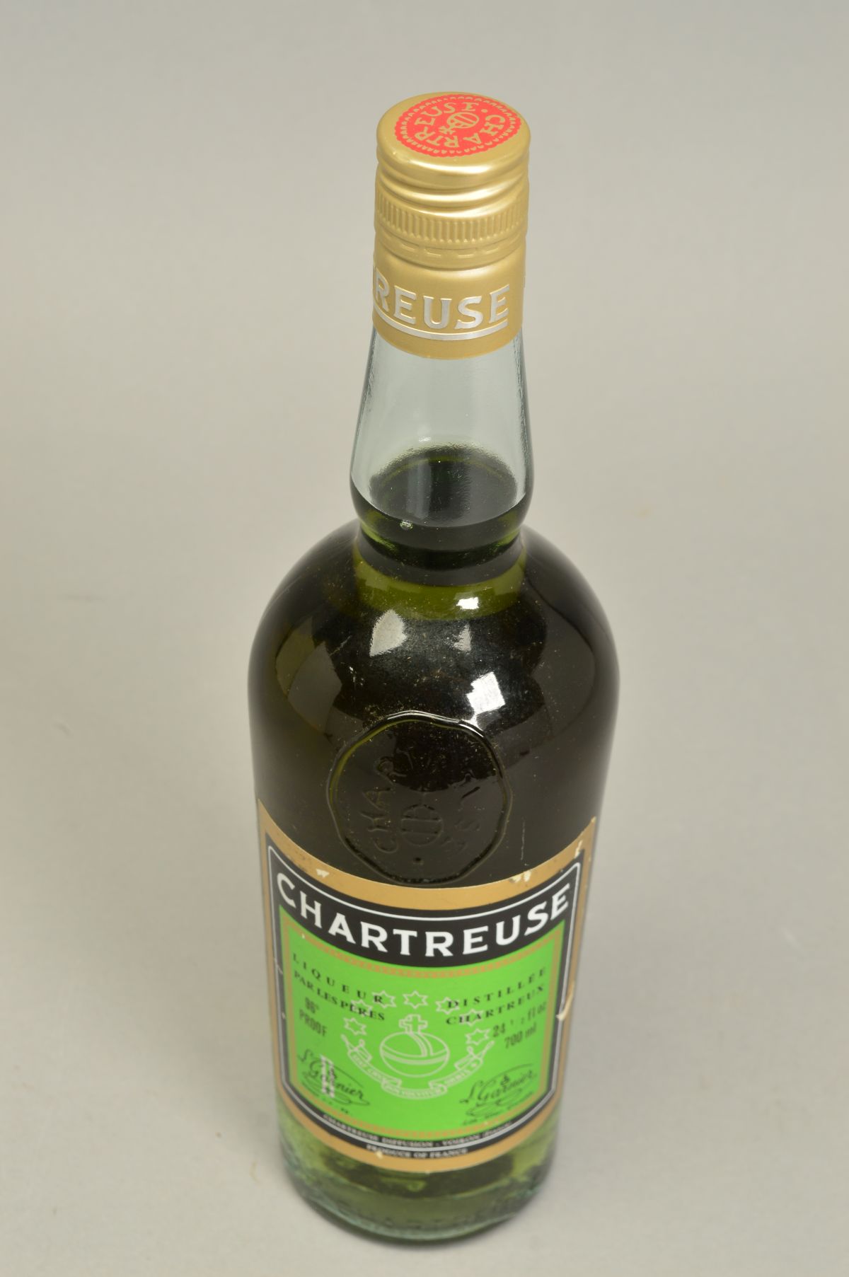 CHARTREUSE, a bottle of L. Garnier Chartreuse depose 1969, 96% proof ...