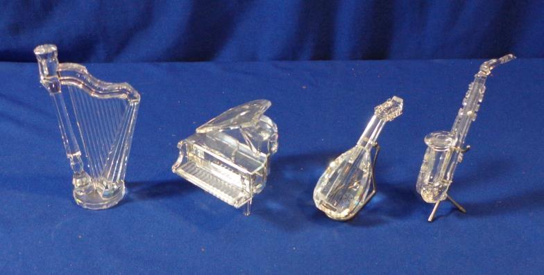 Swarovski Crystal Musical Instruments: Piano, Saxophone on stand, Harp ...